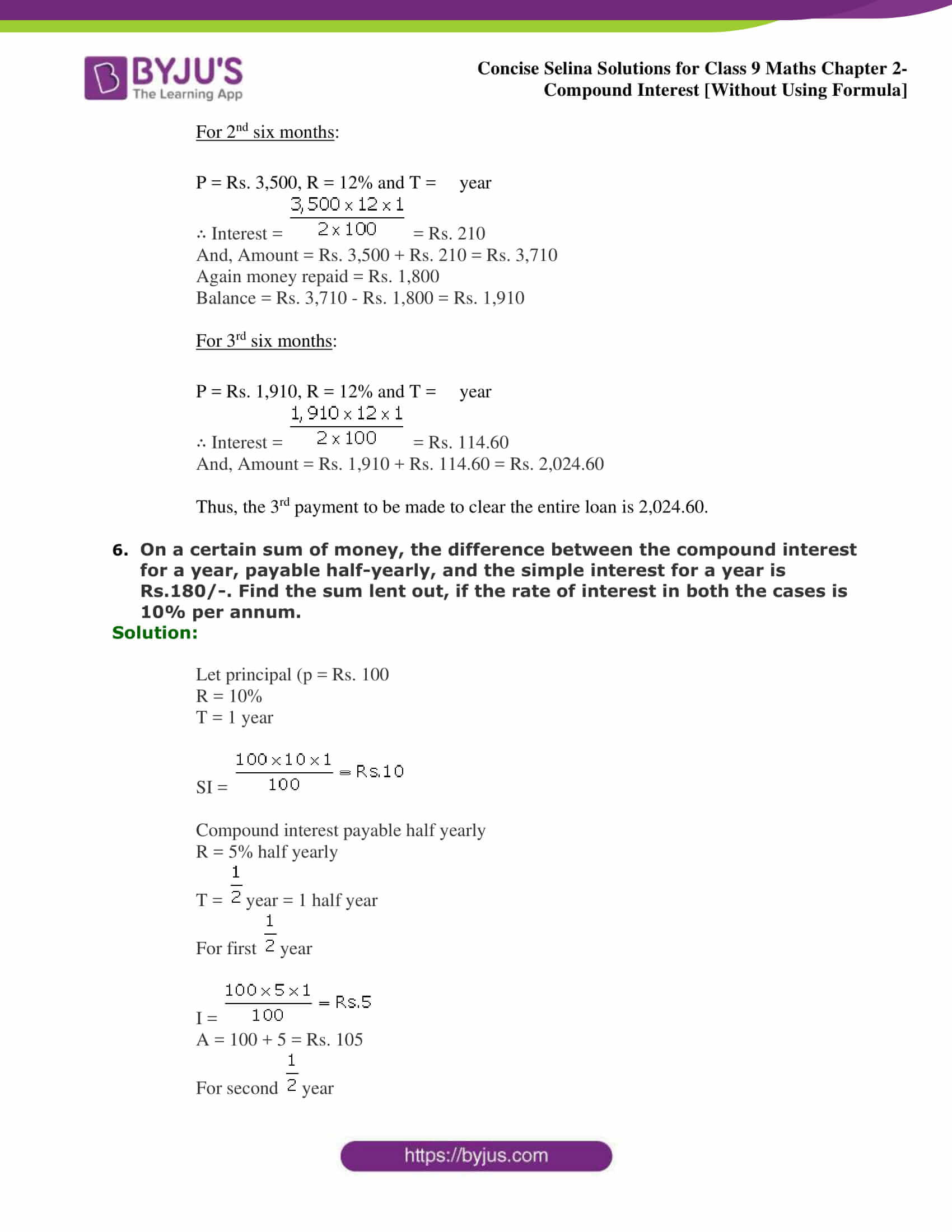 Selina Solutions Class 9 Concise Maths Chapter 2 Compound interest ...