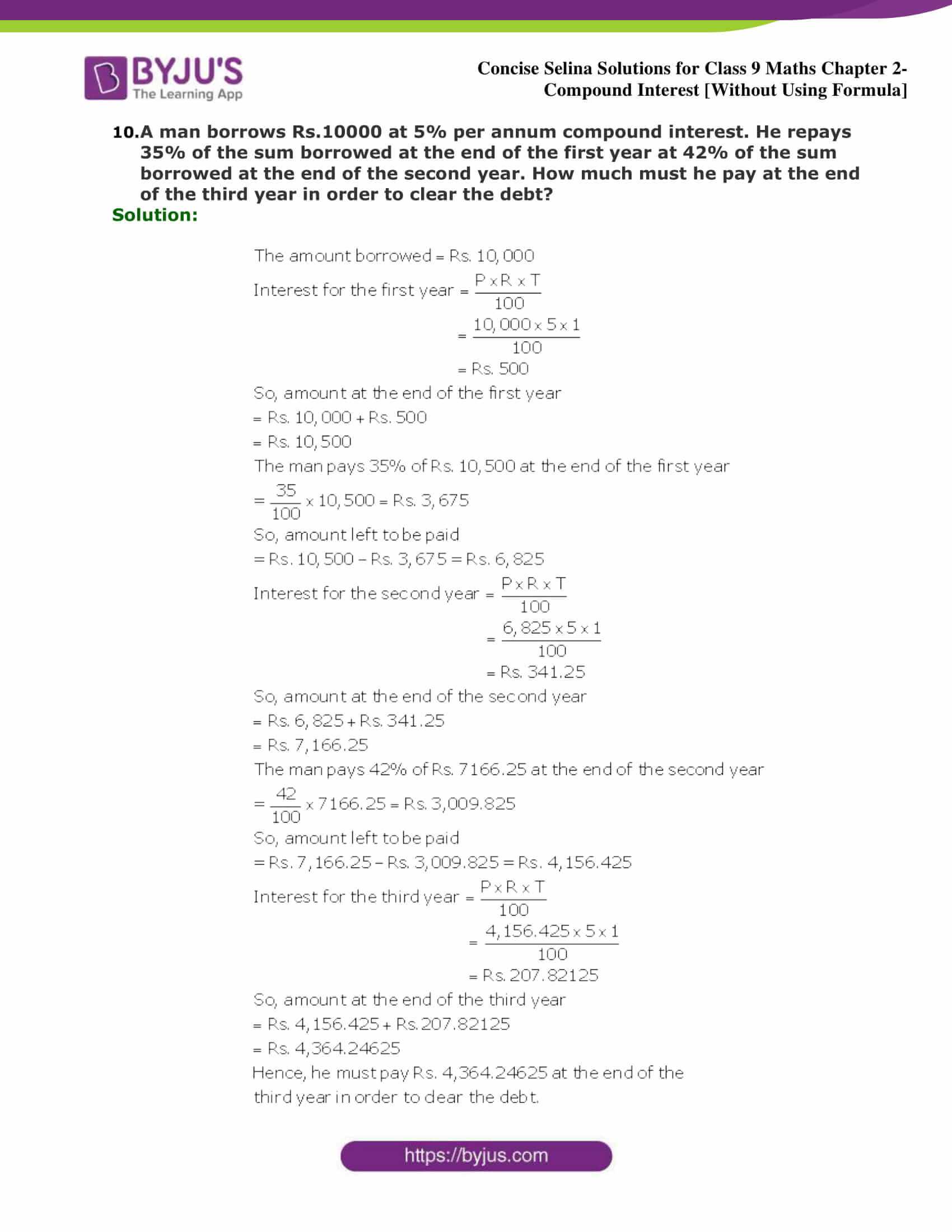 Selina Solutions Class 9 Concise Maths Chapter 2 Compound interest ...