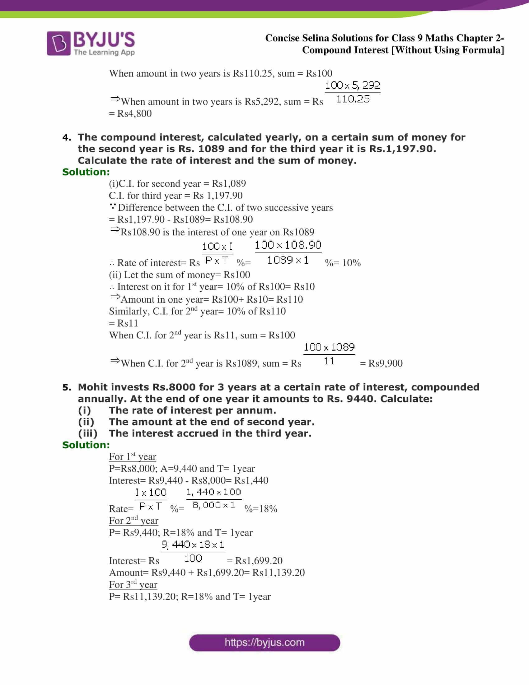 Selina Solutions Class 9 Concise Maths Chapter 2 Compound interest ...
