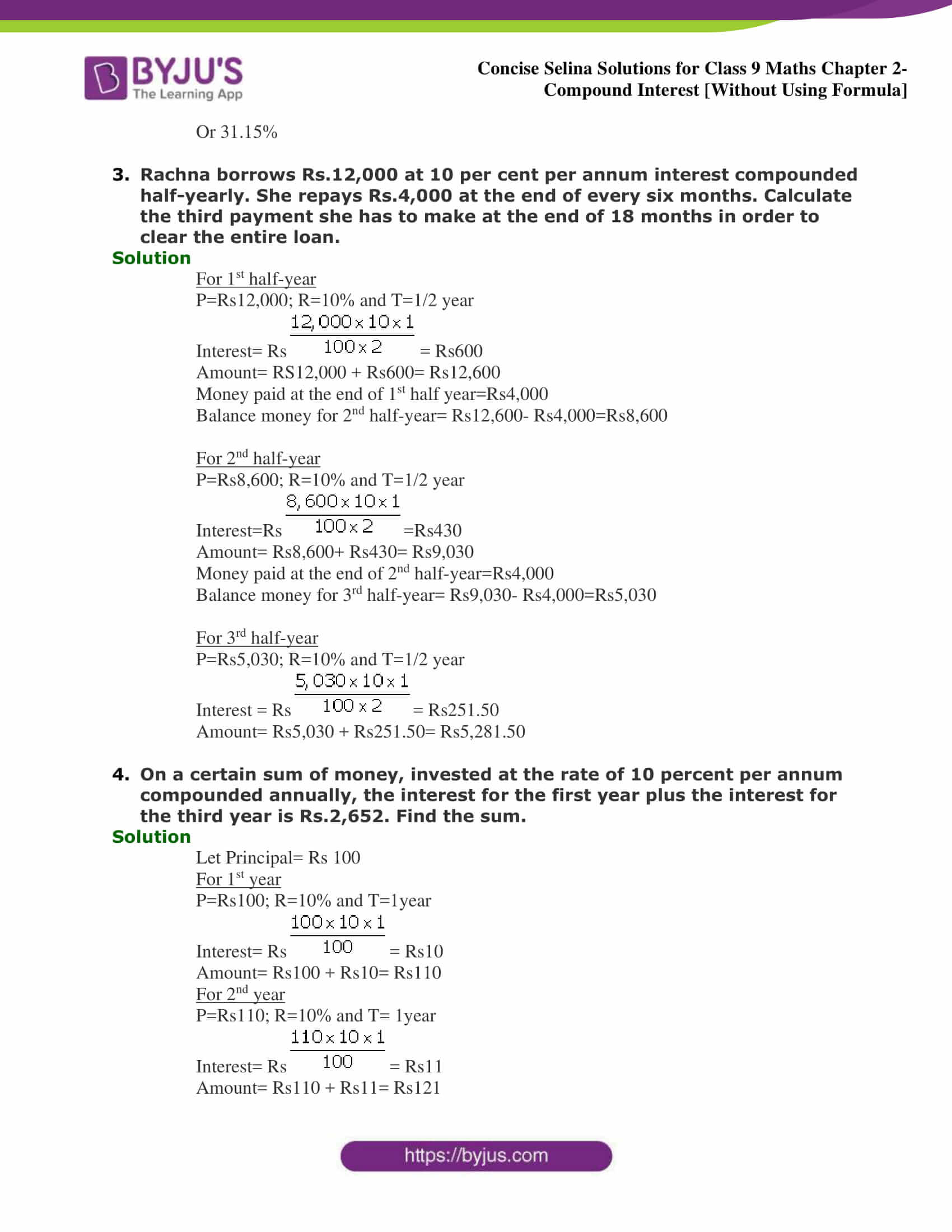 Selina Solutions Class 9 Concise Maths Chapter 2 Compound interest ...