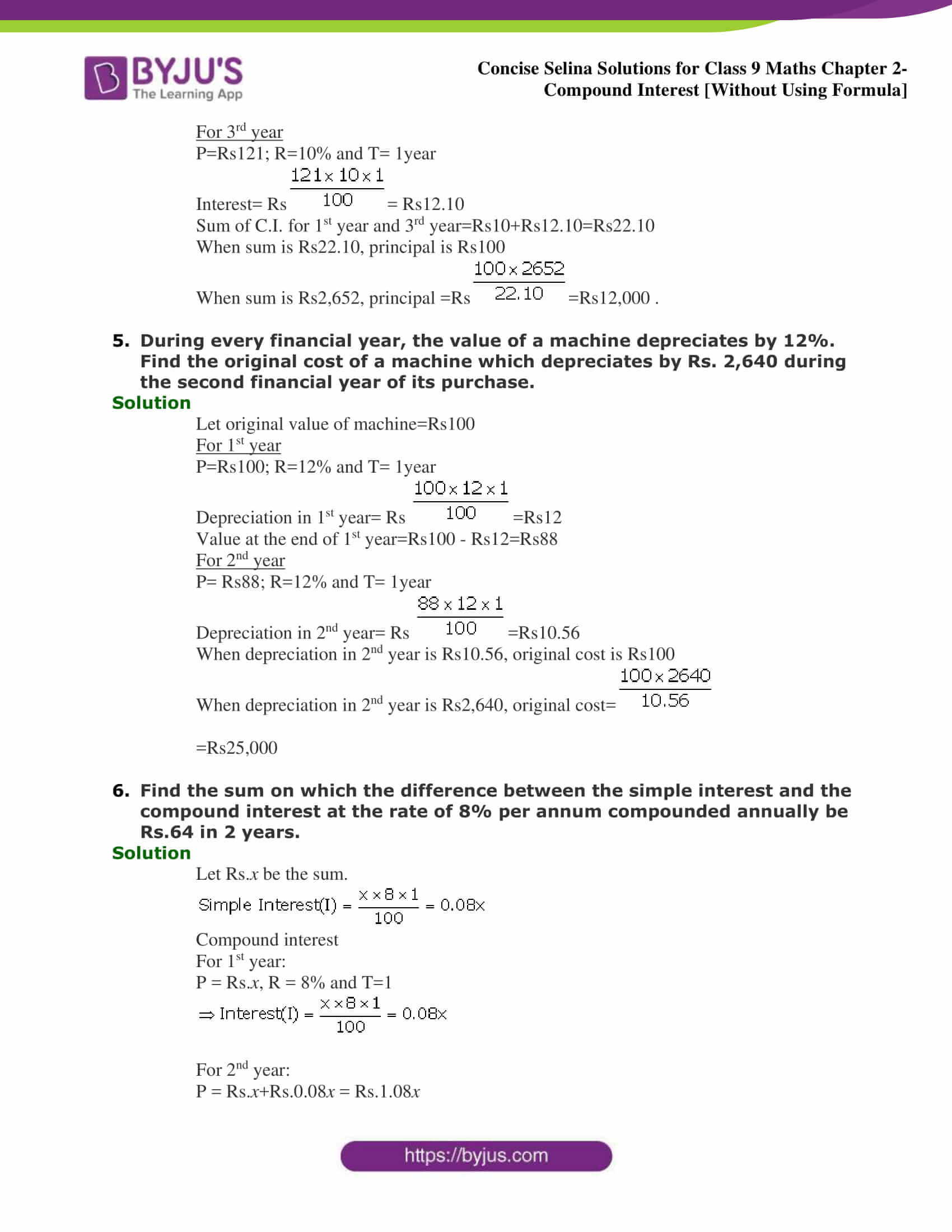 Selina Solutions Class 9 Concise Maths Chapter 2 Compound interest ...