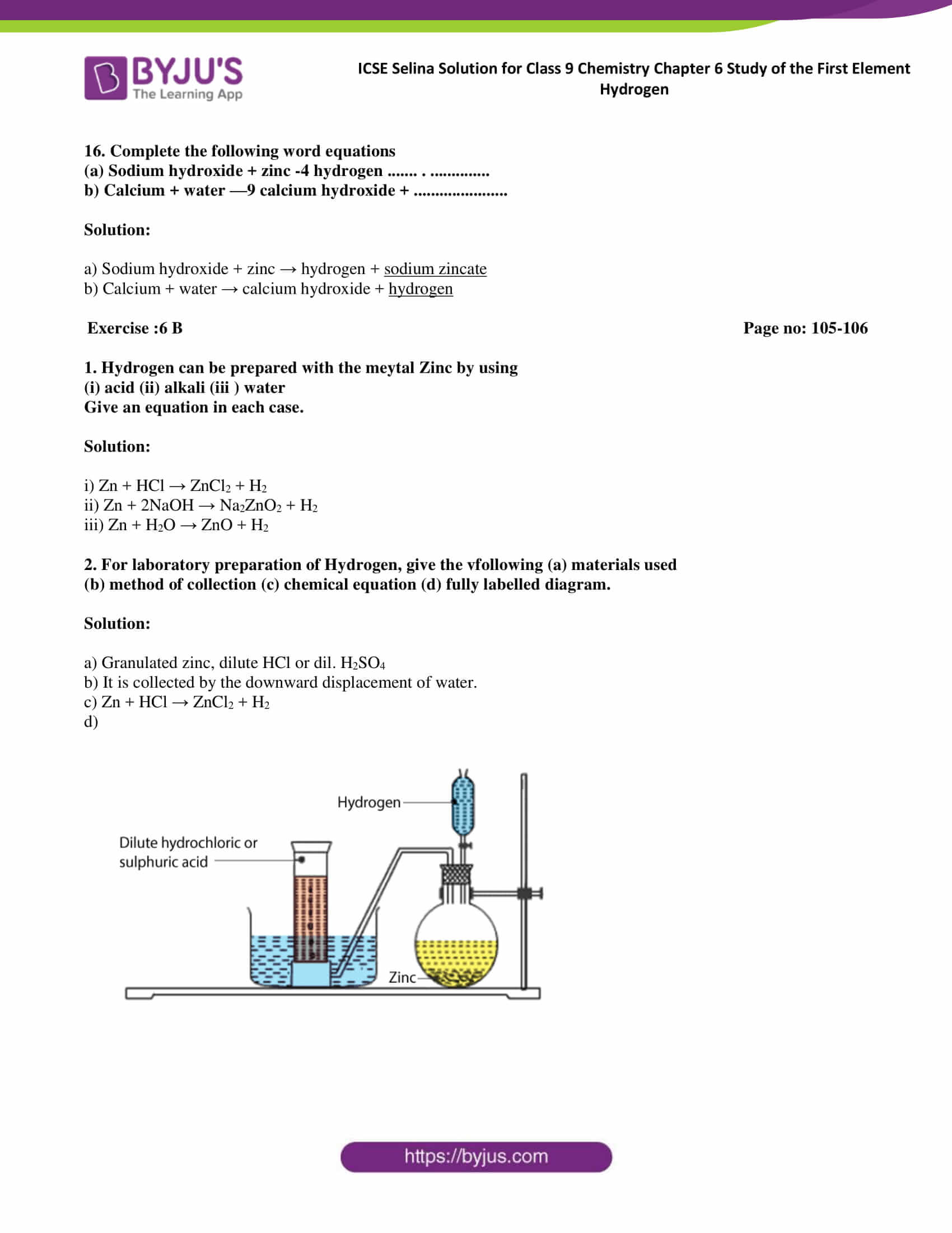Selina Solutions Class 9 Concise Chemistry Chapter 6 Study Of The First Selina Solutions Class 9 Concise Chemistry Chapter 6 Study Of The First