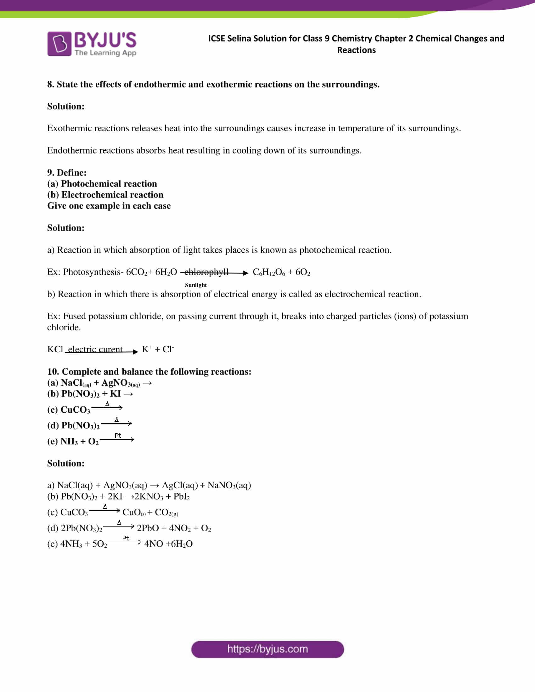 Selina Solutions Class 9 Concise Chemistry Chapter 2 Chemical Changes Selina Solutions Class 9 Concise Chemistry Chapter 2 Chemical Changes