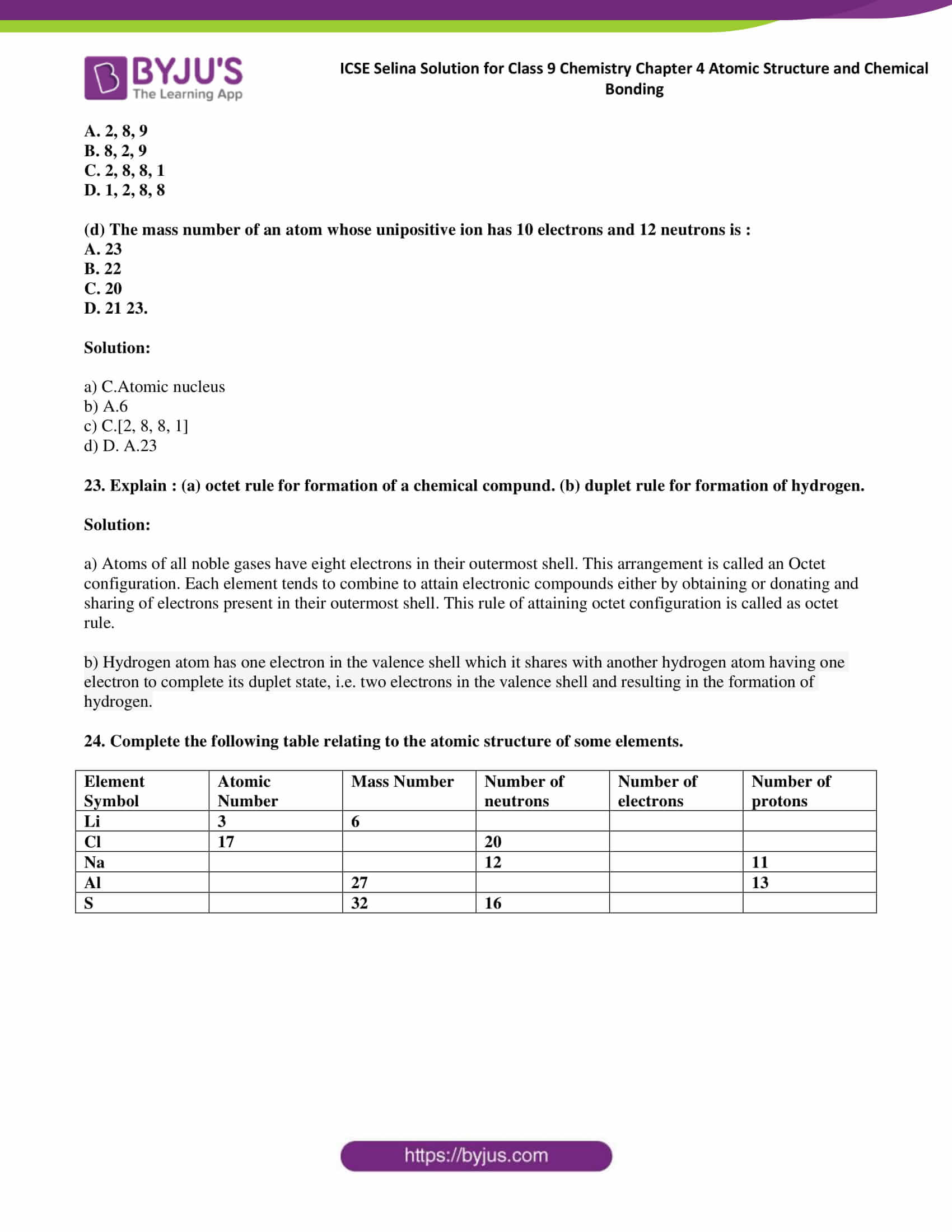 Selina Solutions Class 9 Concise Chemistry Chapter 4 Atomic Structure