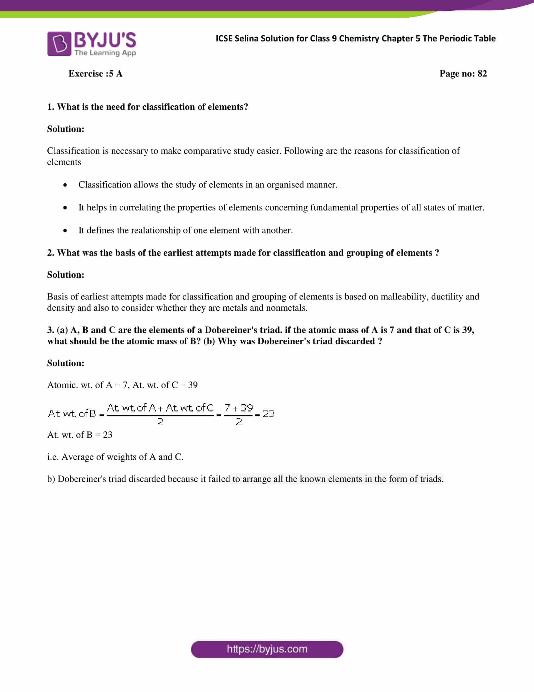 Selina Solutions Class 9 Concise Chemistry Chapter 5 The Periodic Table