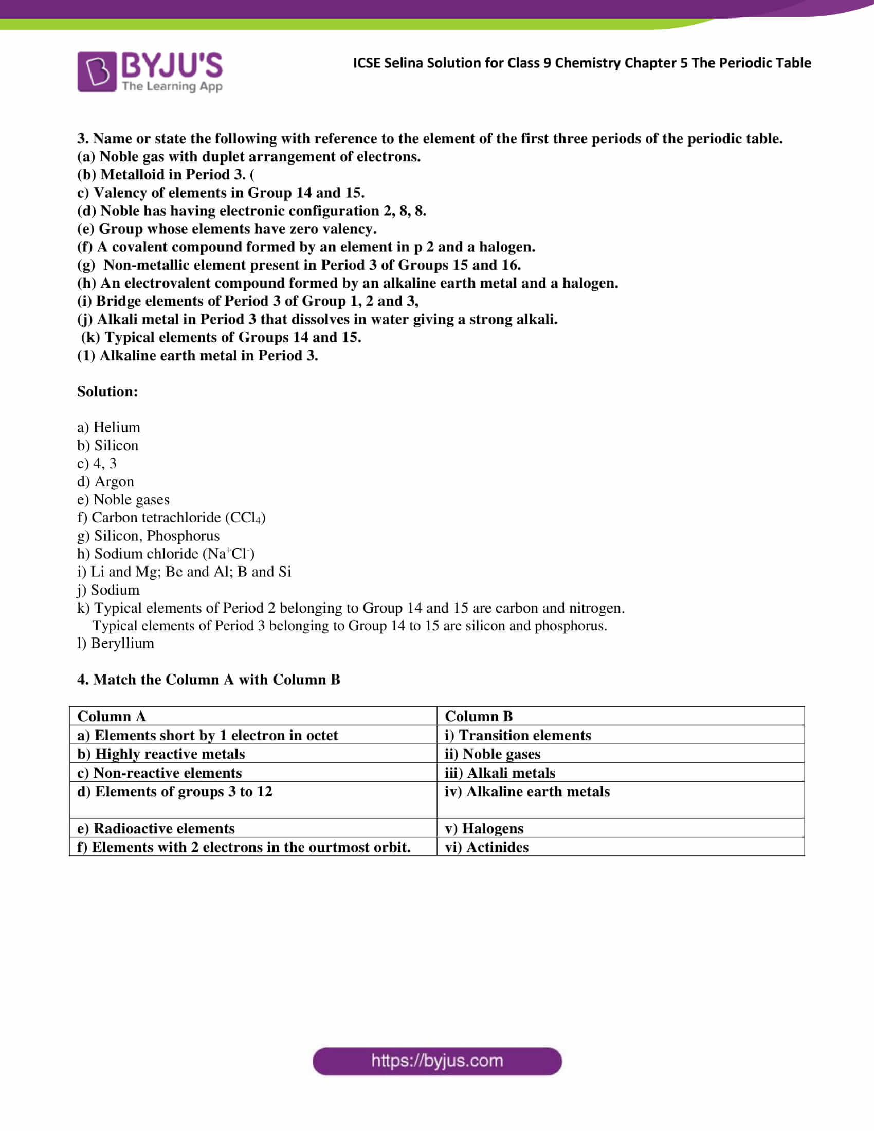 Selina Solutions Class 9 Concise Chemistry Chapter 5 The Periodic Table Selina Solutions Class 9 Concise Chemistry Chapter 5 The Periodic Table