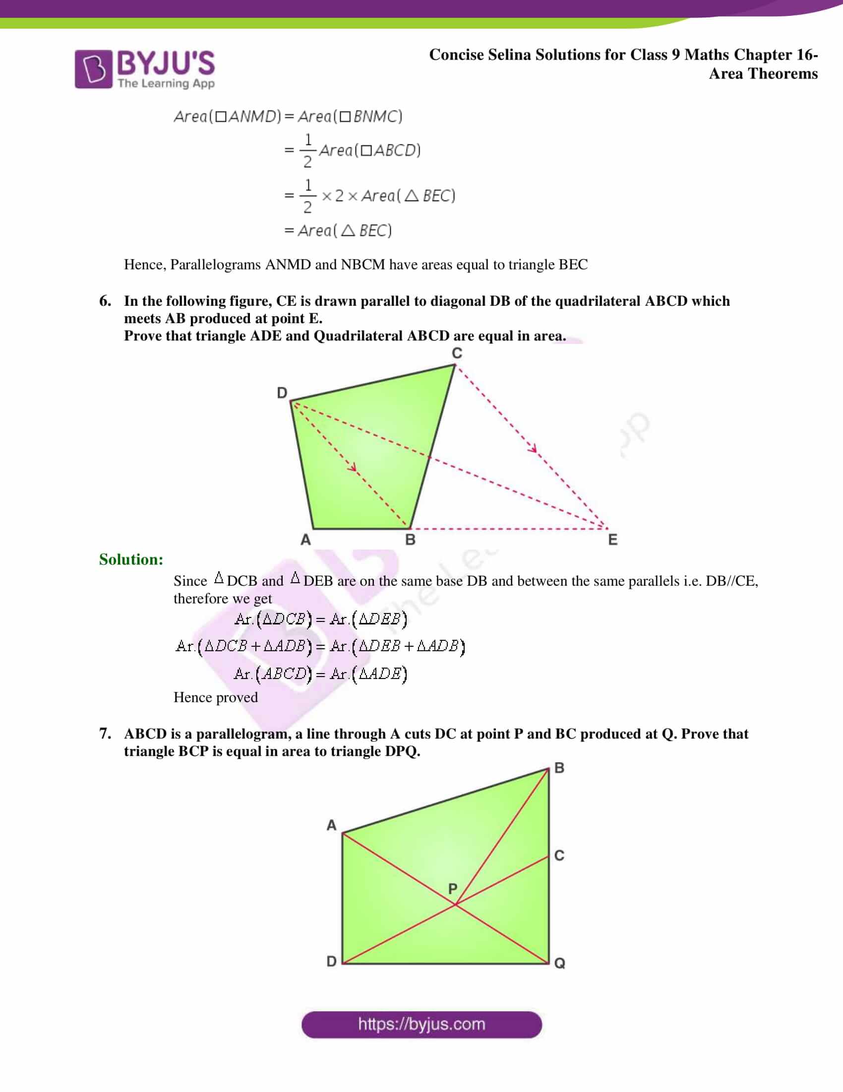 Selina Solutions Class 9 Concise Maths Chapter 16 Area Theorems ...