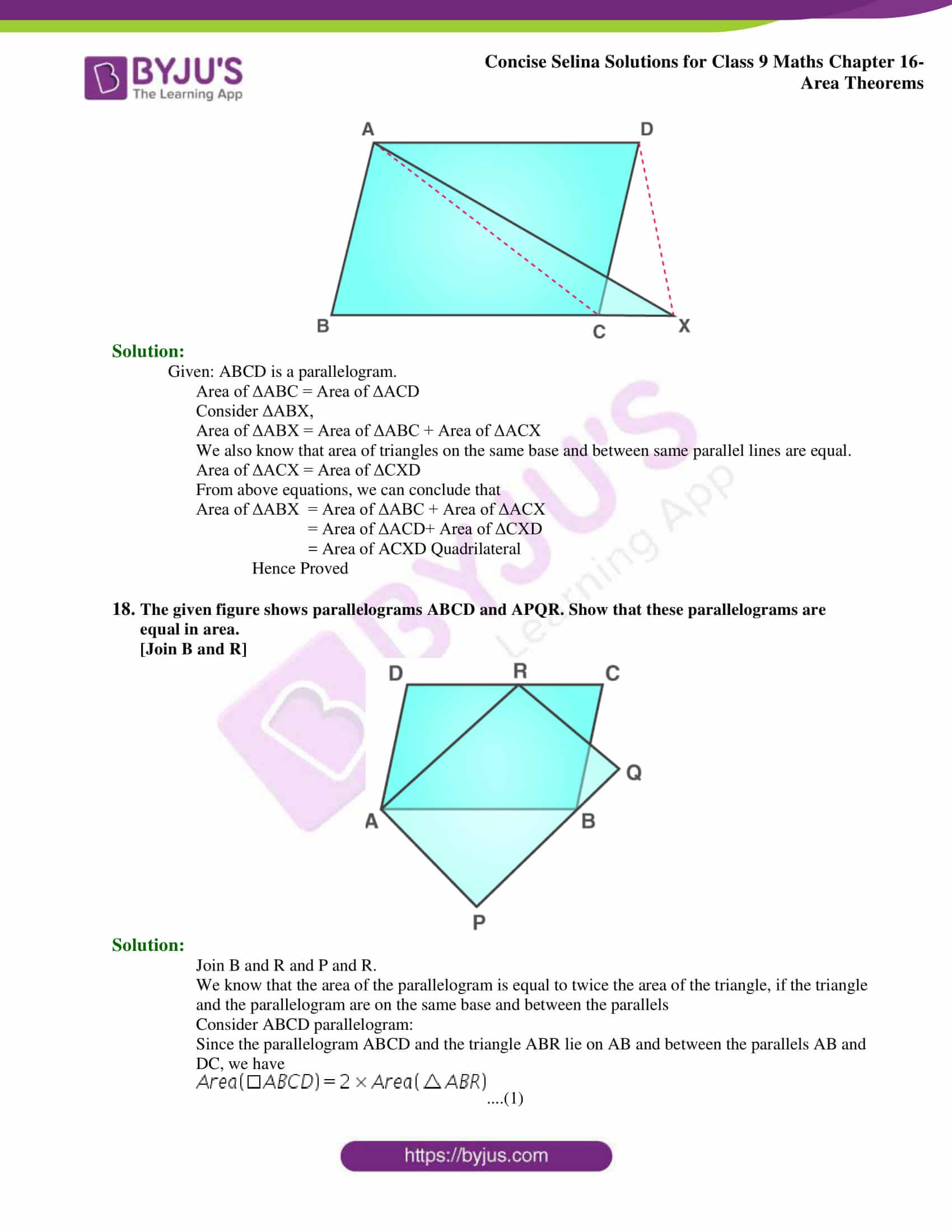 Selina Solutions Class 9 Concise Maths Chapter 16 Area Theorems ...