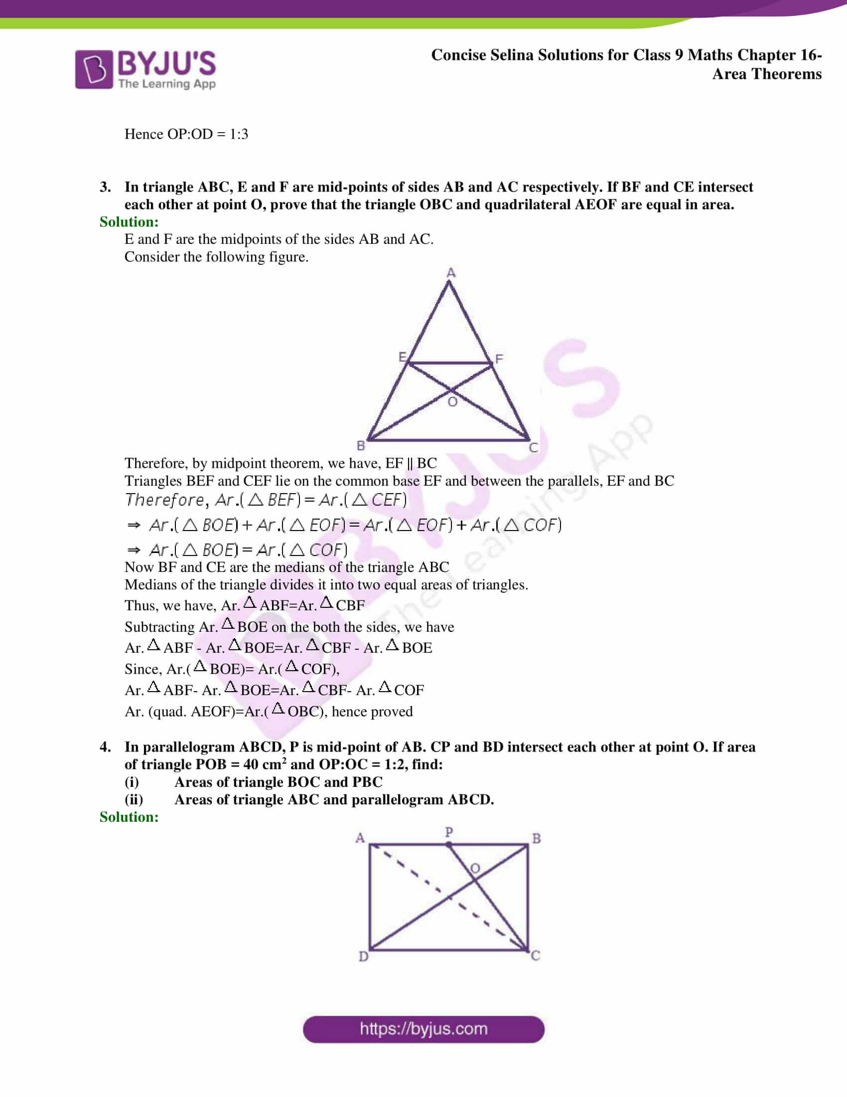 Selina Solutions Class 9 Concise Maths Chapter 16 Area Theorems ...