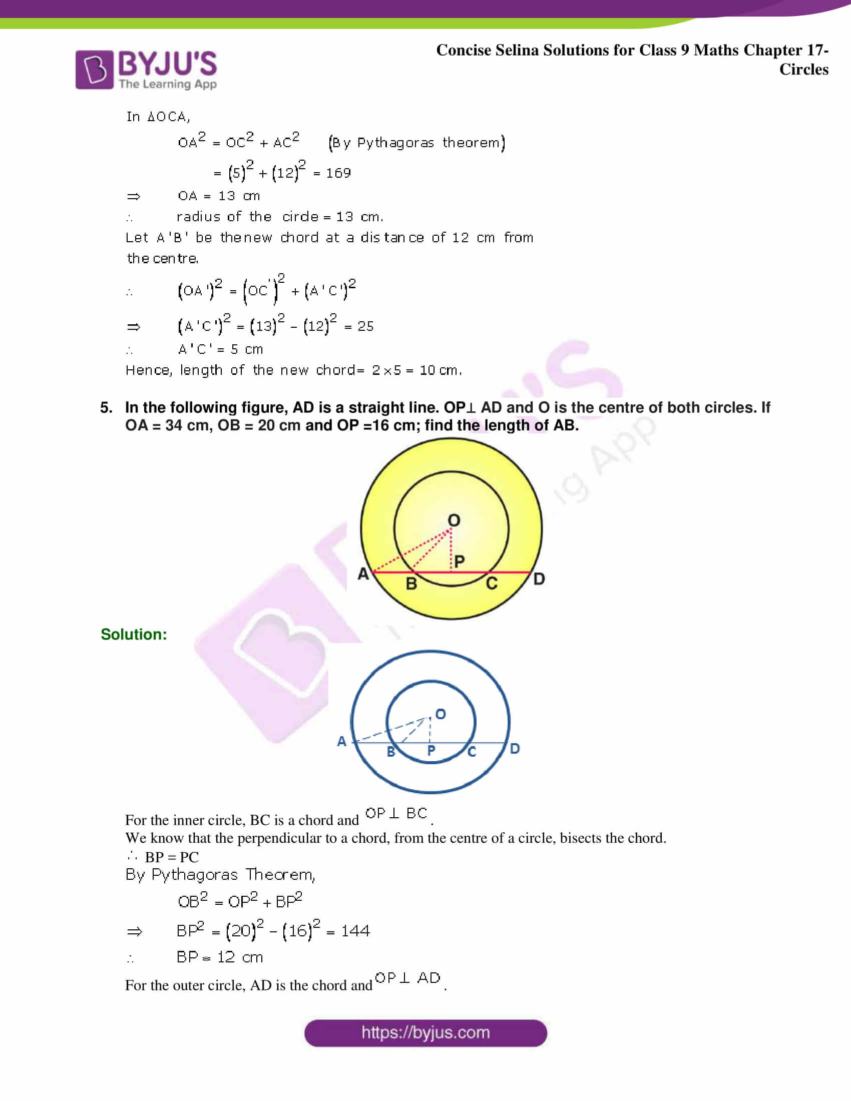 Selina Solutions Class 9 Concise Maths Chapter 17 Circles -Download Free PDF