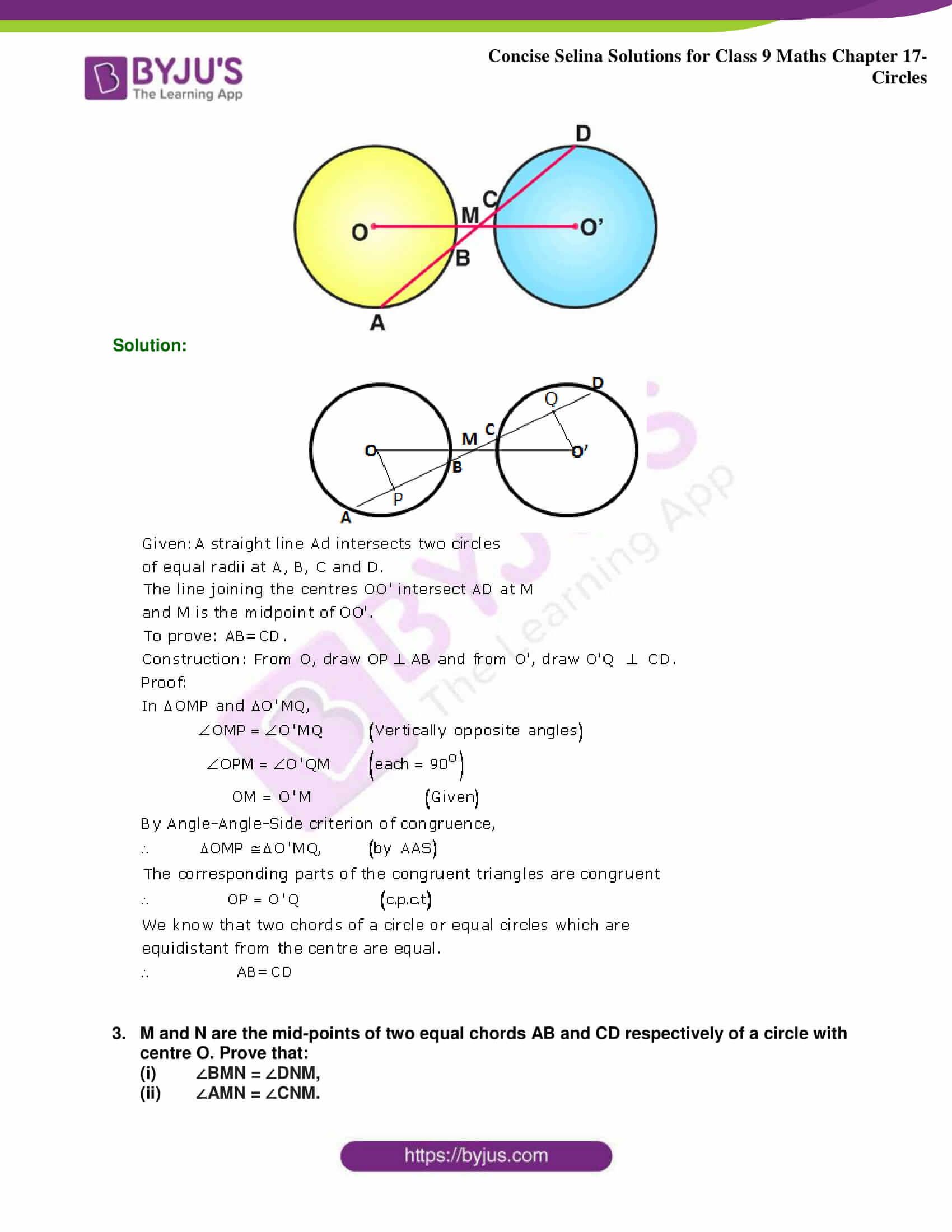 Selina Solutions Class 9 Concise Maths Chapter 17 Circles -Download Free PDF