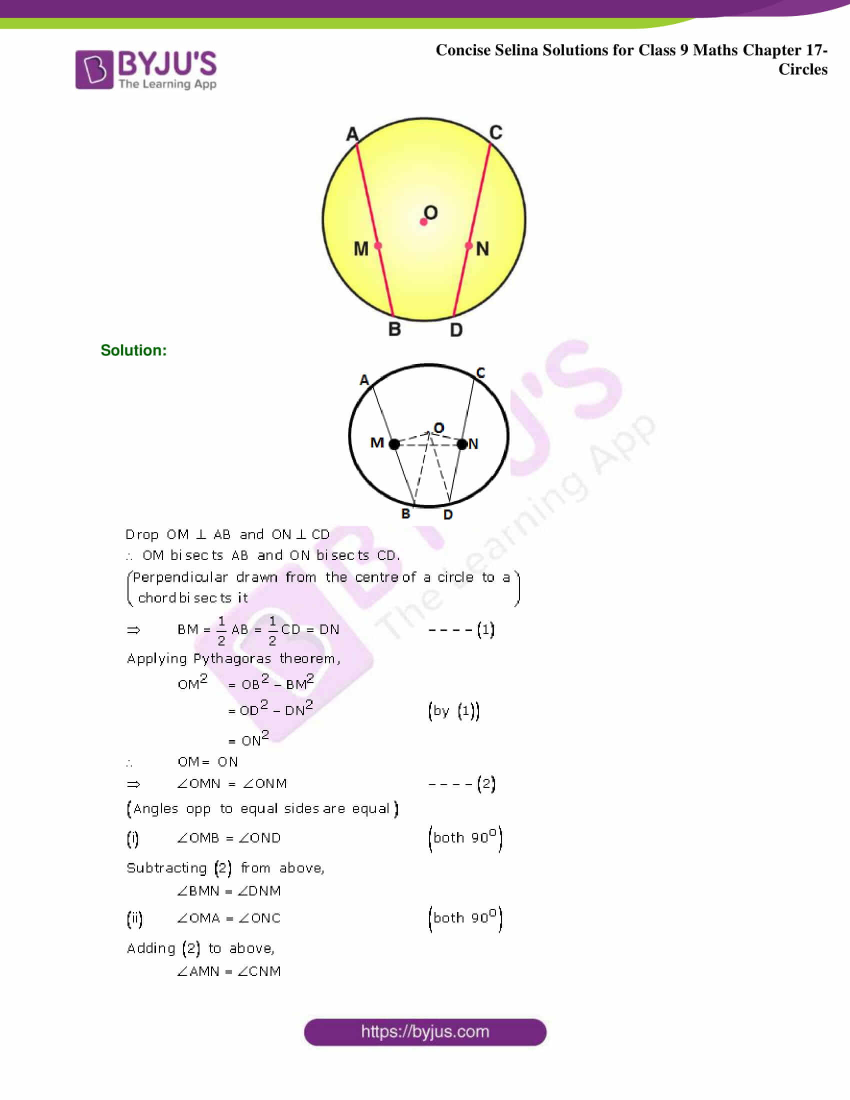 Selina Solutions Class 9 Concise Maths Chapter 17 Circles -Download Free PDF