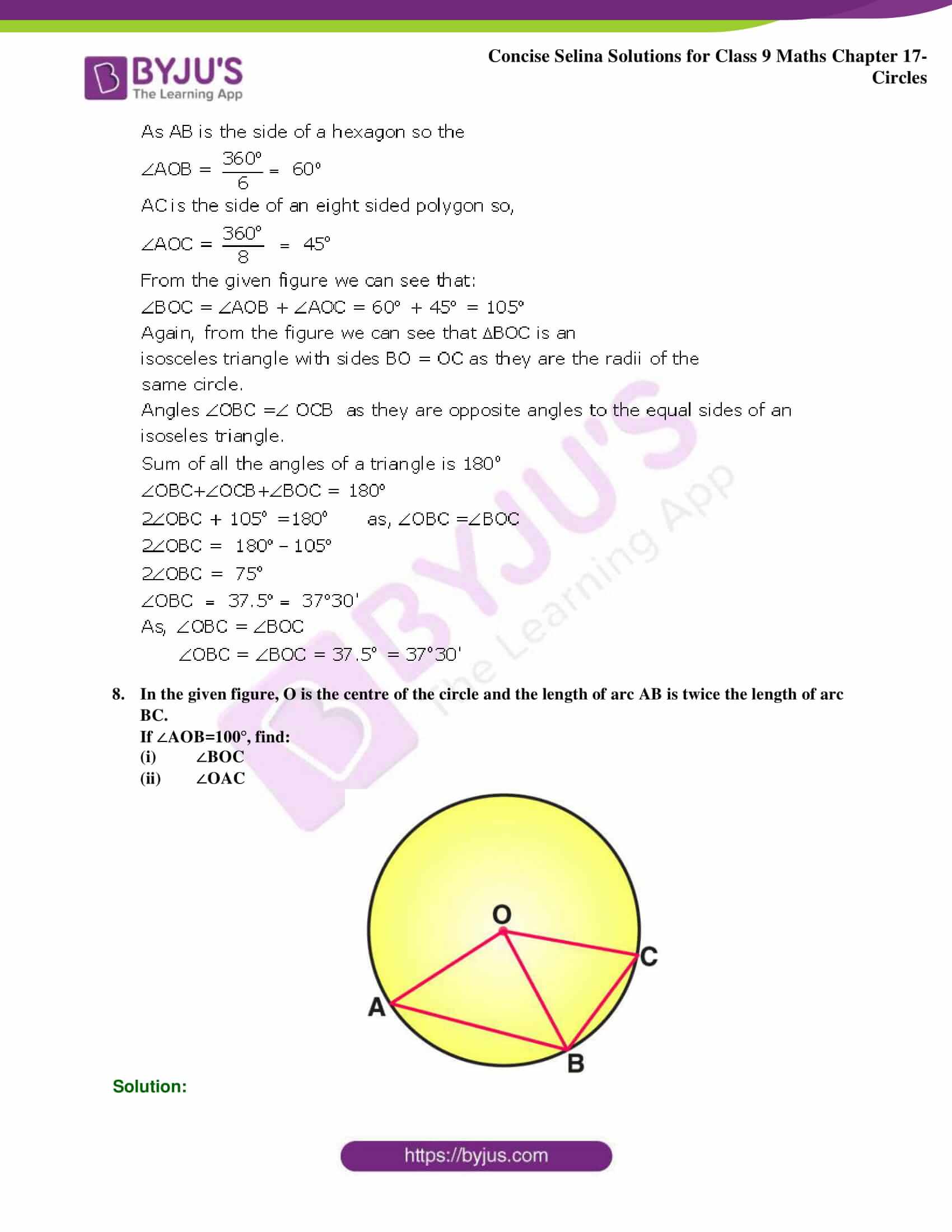Selina Solutions Class 9 Concise Maths Chapter 17 Circles -Download ...