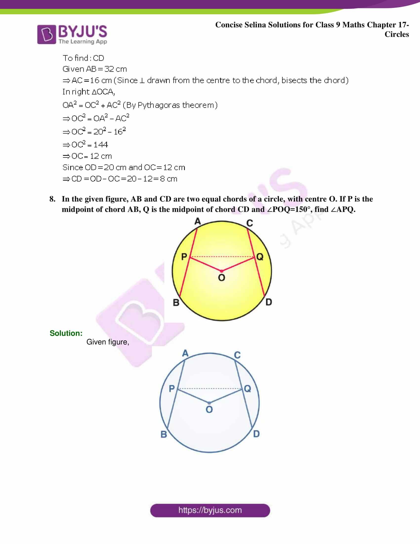 Selina Solutions Class 9 Concise Maths Chapter 17 Circles -Download ...