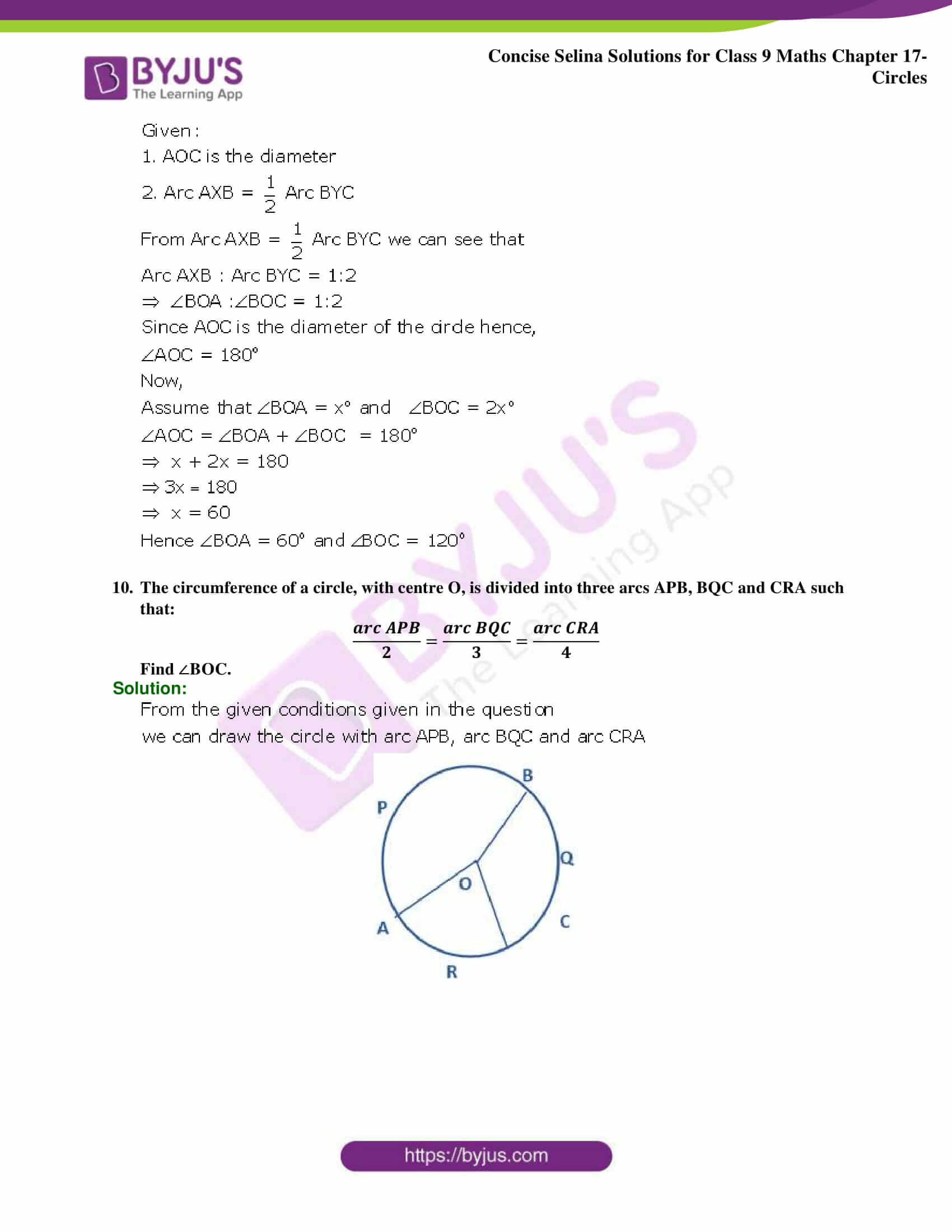 Selina Solutions Class 9 Concise Maths Chapter 17 Circles -Download ...