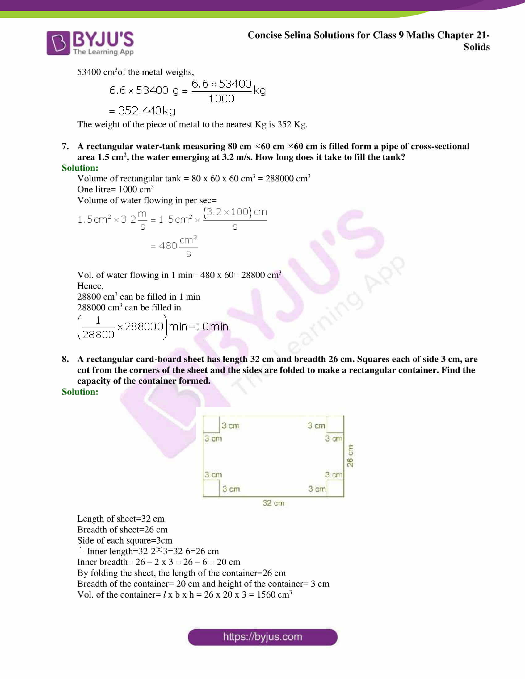 Selina Solutions Class 9 Concise Maths Chapter 21 Solids -Download Free PDF