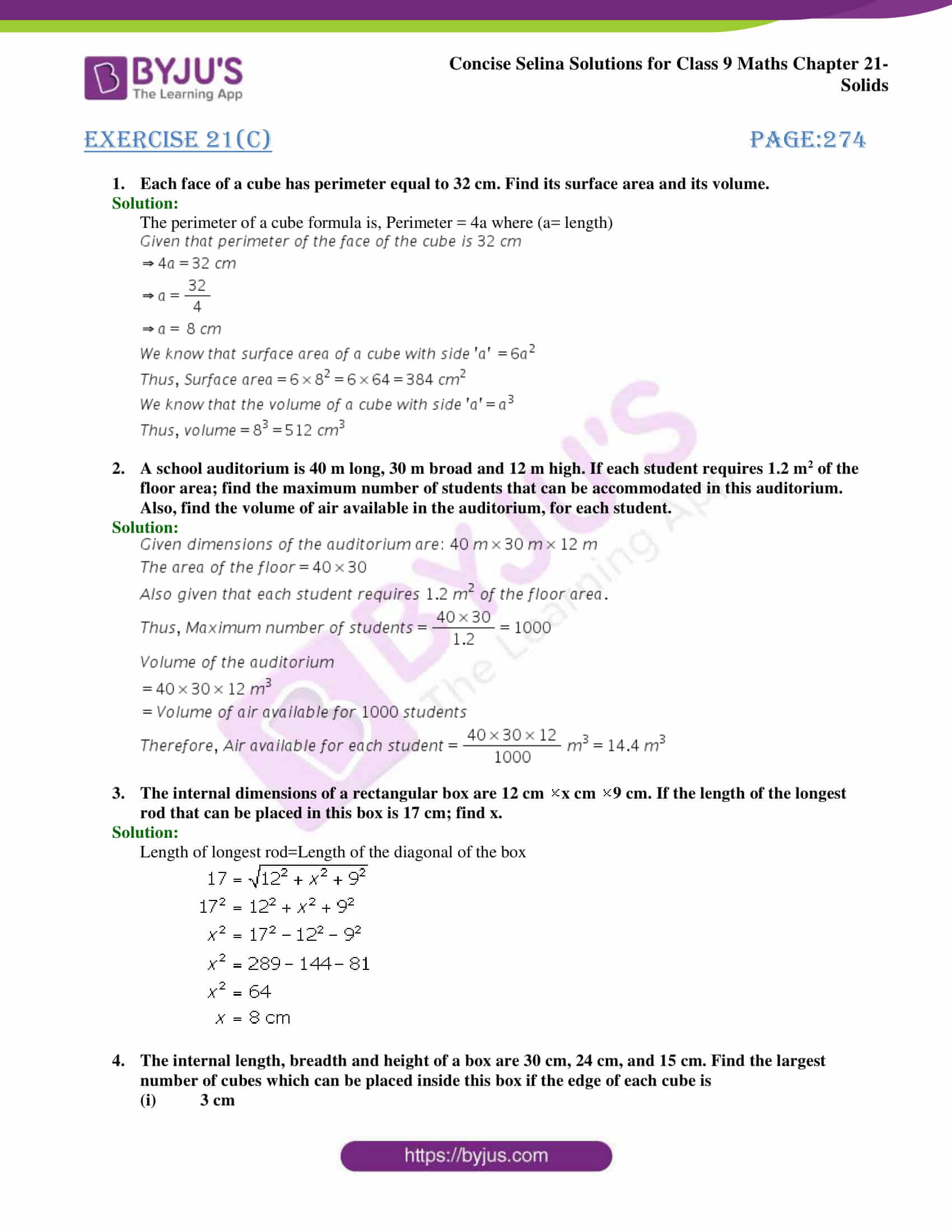Selina Solutions Class 9 Concise Maths Chapter 21 Solids -Download Free PDF