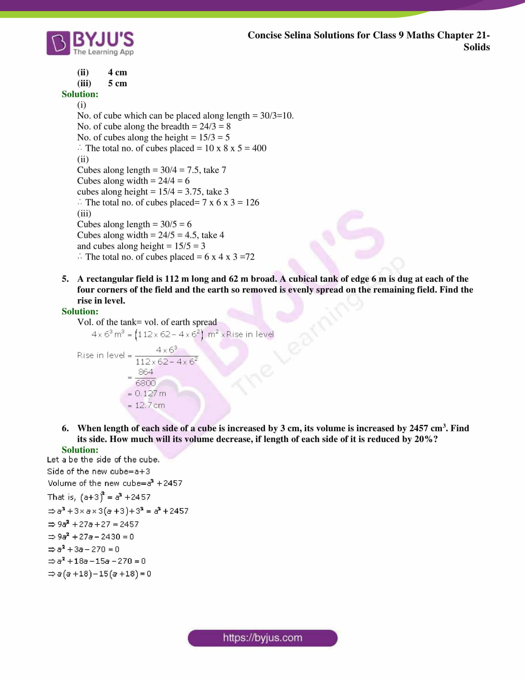Selina Solutions Class 9 Concise Maths Chapter 21 Solids -Download Free PDF
