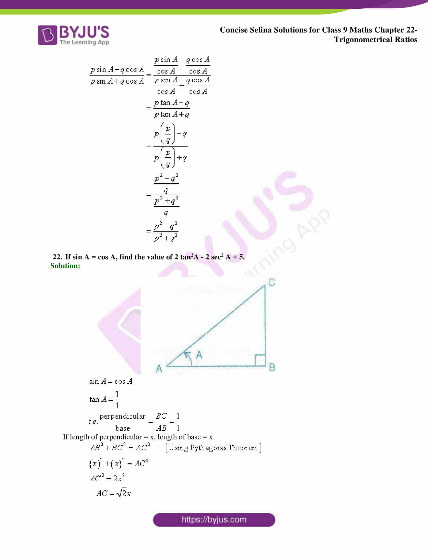 Selina Solutions Class 9 Concise Maths Chapter 22 Trigonometrical