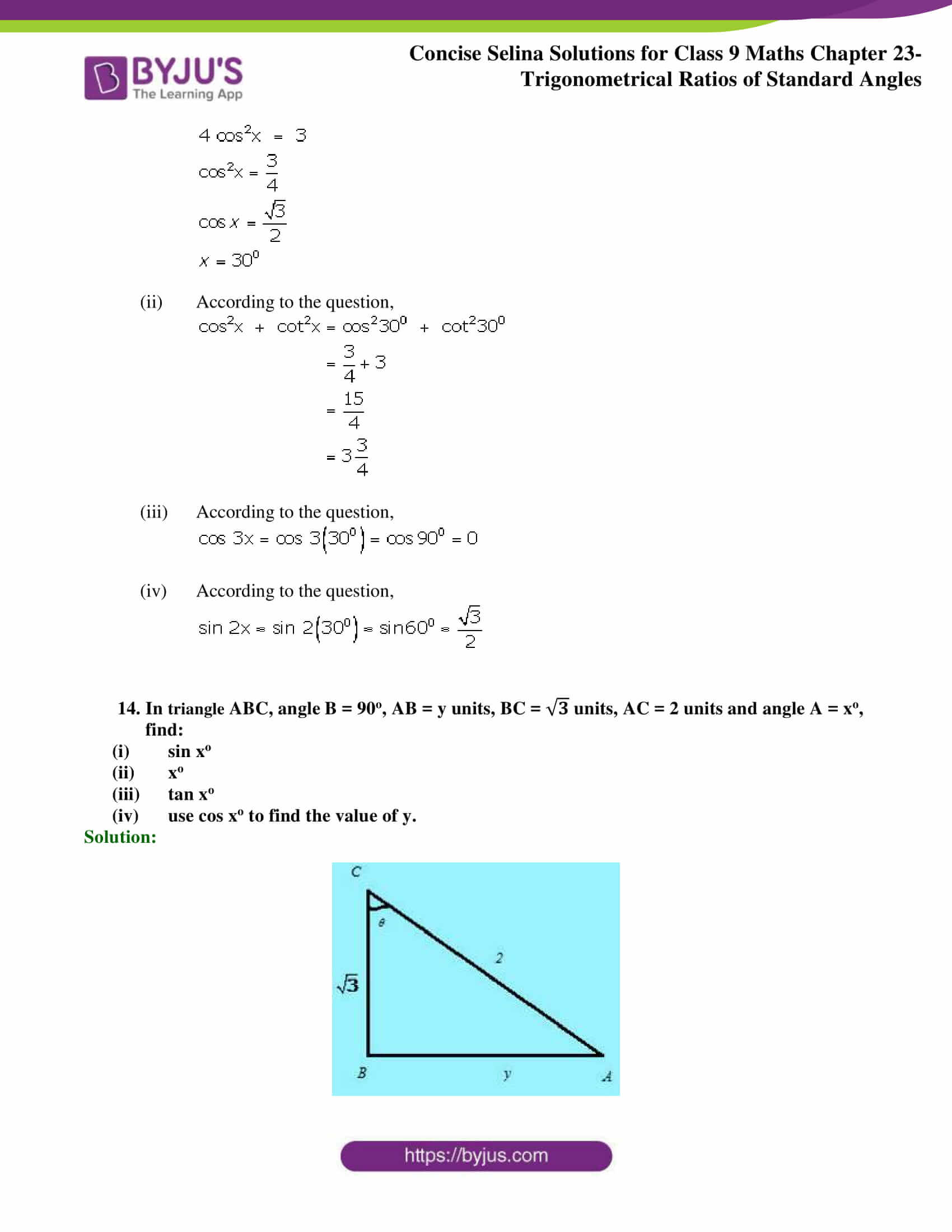 Selina Solutions Class 9 Concise Maths Chapter 23 Trigonometrical ...
