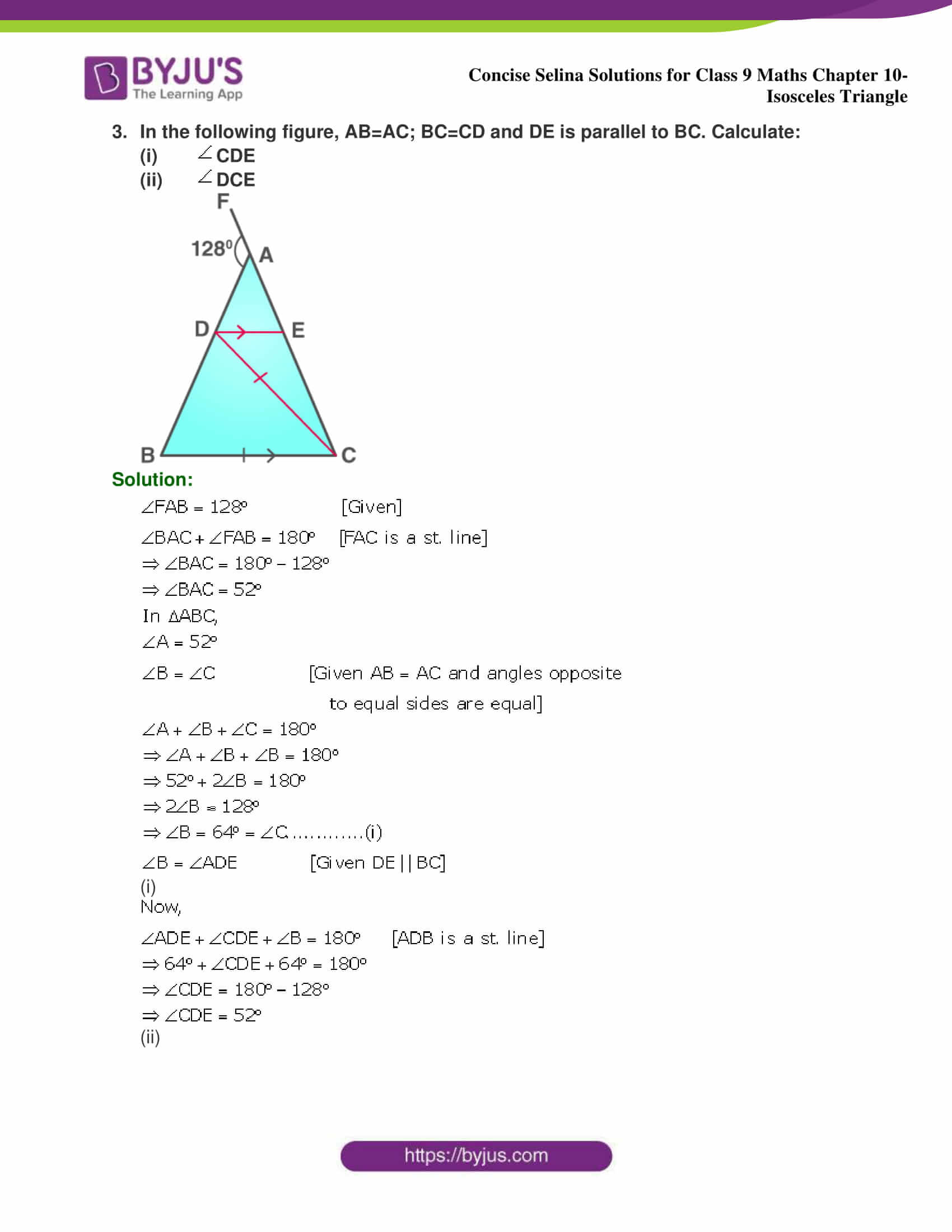 Selina Solutions Class 9 Concise Maths Chapter 10 Isosceles Triangles ...