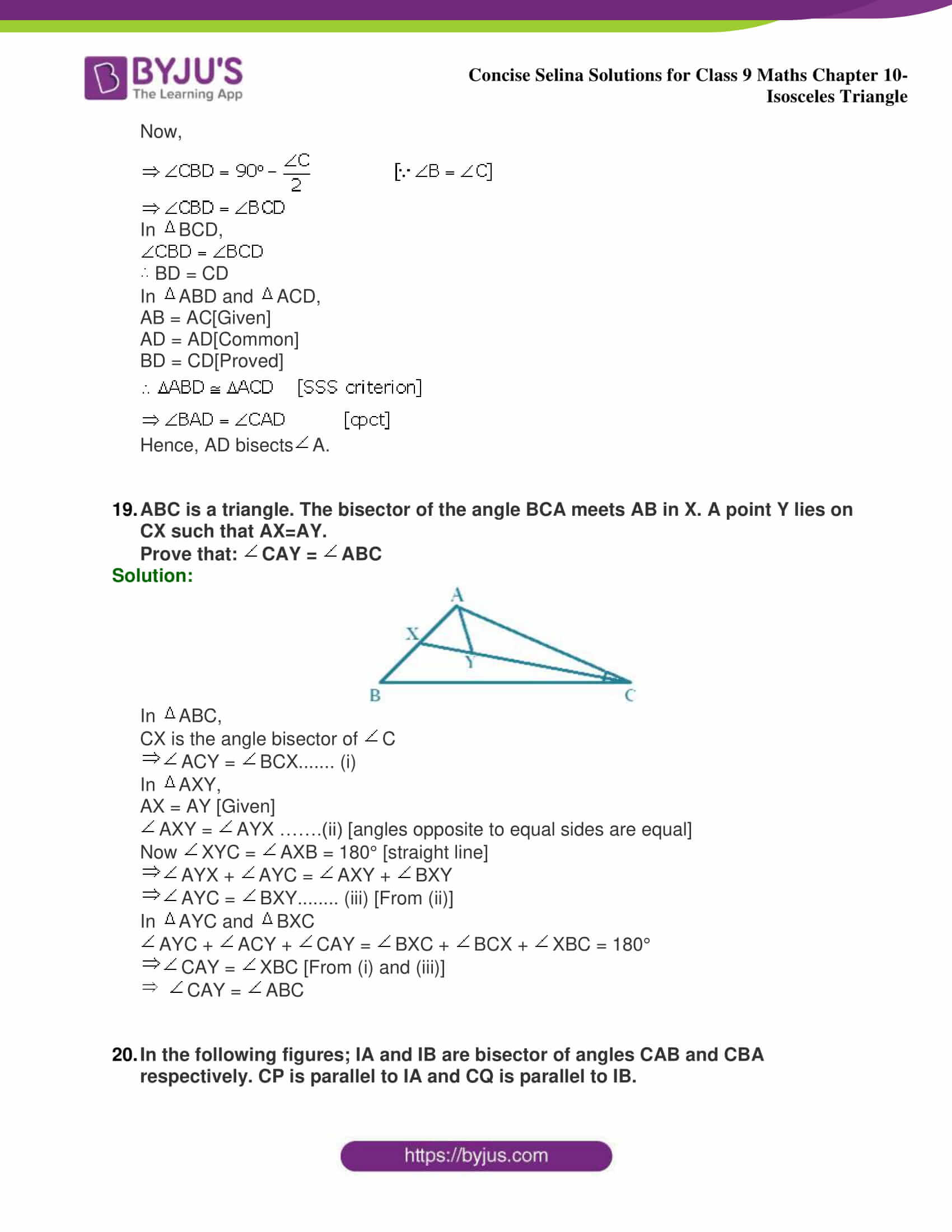 Selina Solutions Class 9 Concise Maths Chapter 10 Isosceles Triangles ...