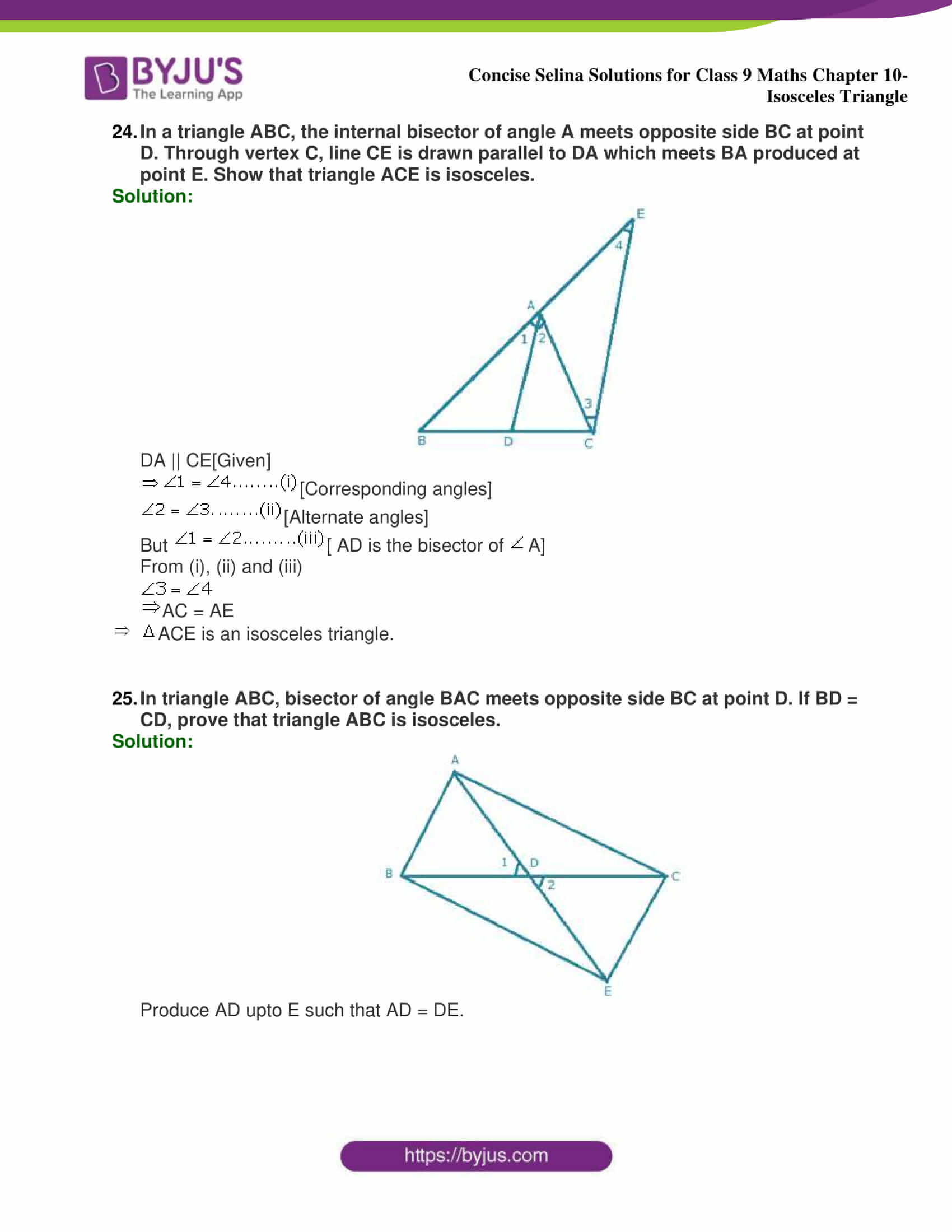 Selina Solutions Class 9 Concise Maths Chapter 10 Isosceles Triangles ...