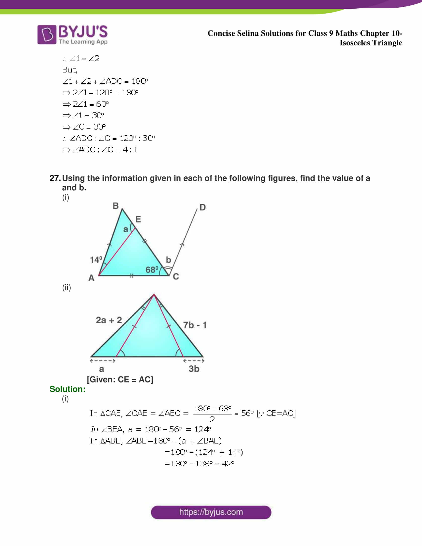 Selina Solutions Class 9 Concise Maths Chapter 10 Isosceles Triangles ...