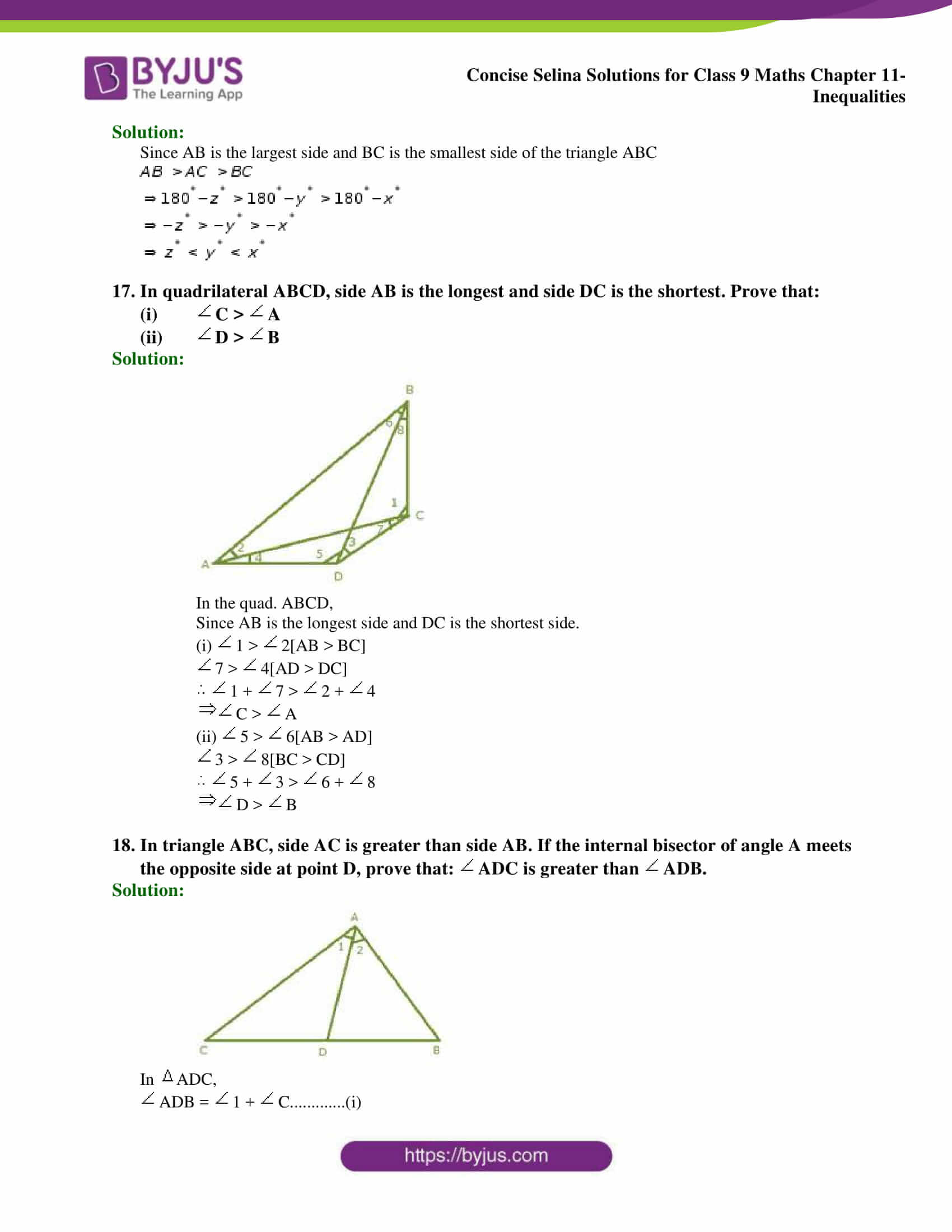 Selina Solutions Class 9 Concise Maths Chapter 11 inequalities ...