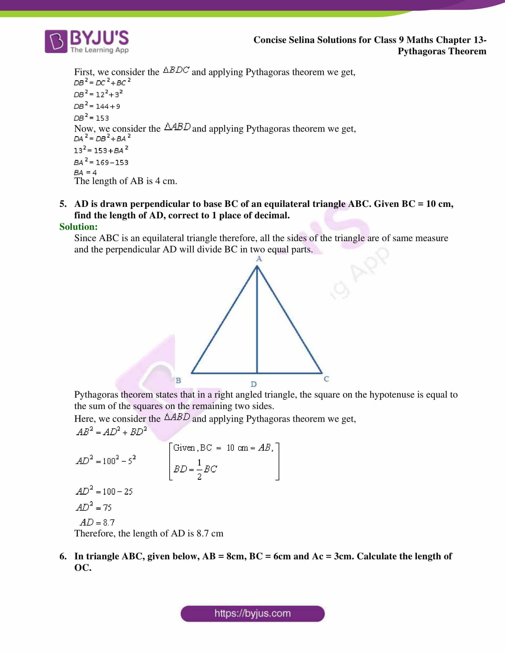Selina Solutions Class 9 Concise Maths Chapter 13 Pythagoras Theorem Selina Solutions Class 9 Concise Maths Chapter 13 Pythagoras Theorem