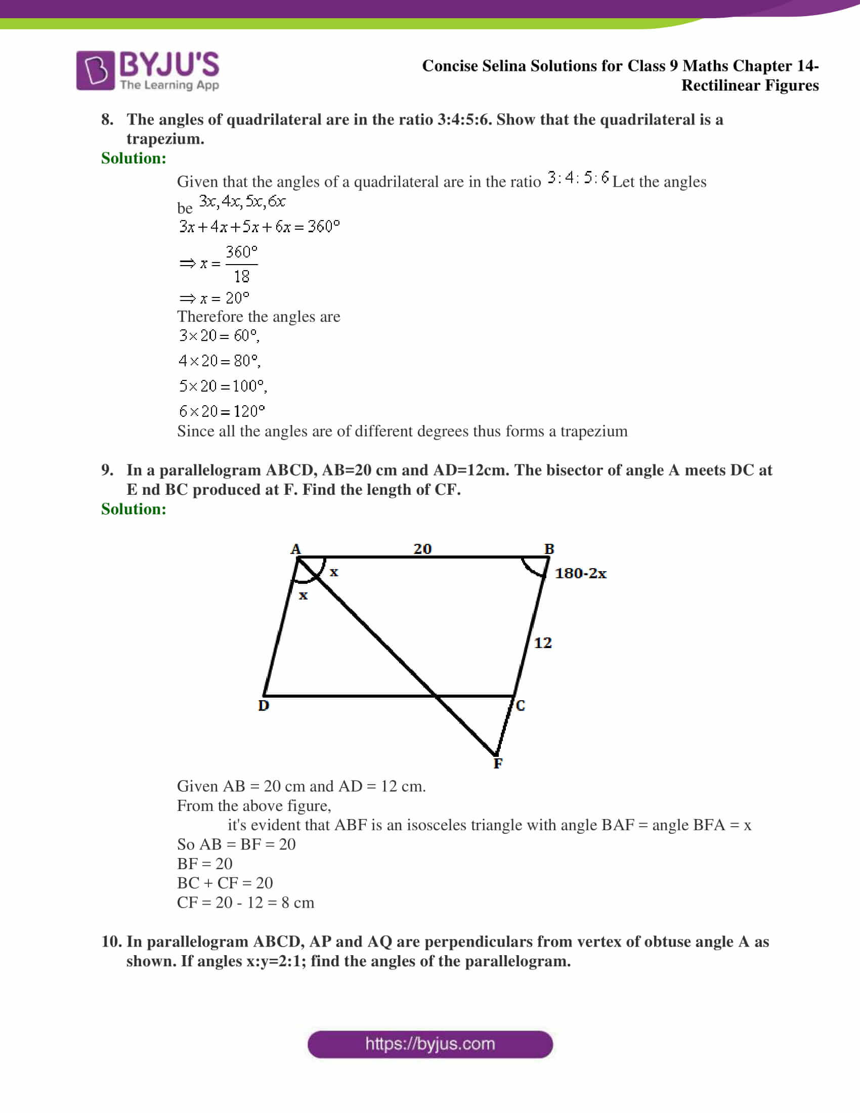 Selina Solutions Class 9 Concise Maths Chapter 14 Rectilinear Figures ...