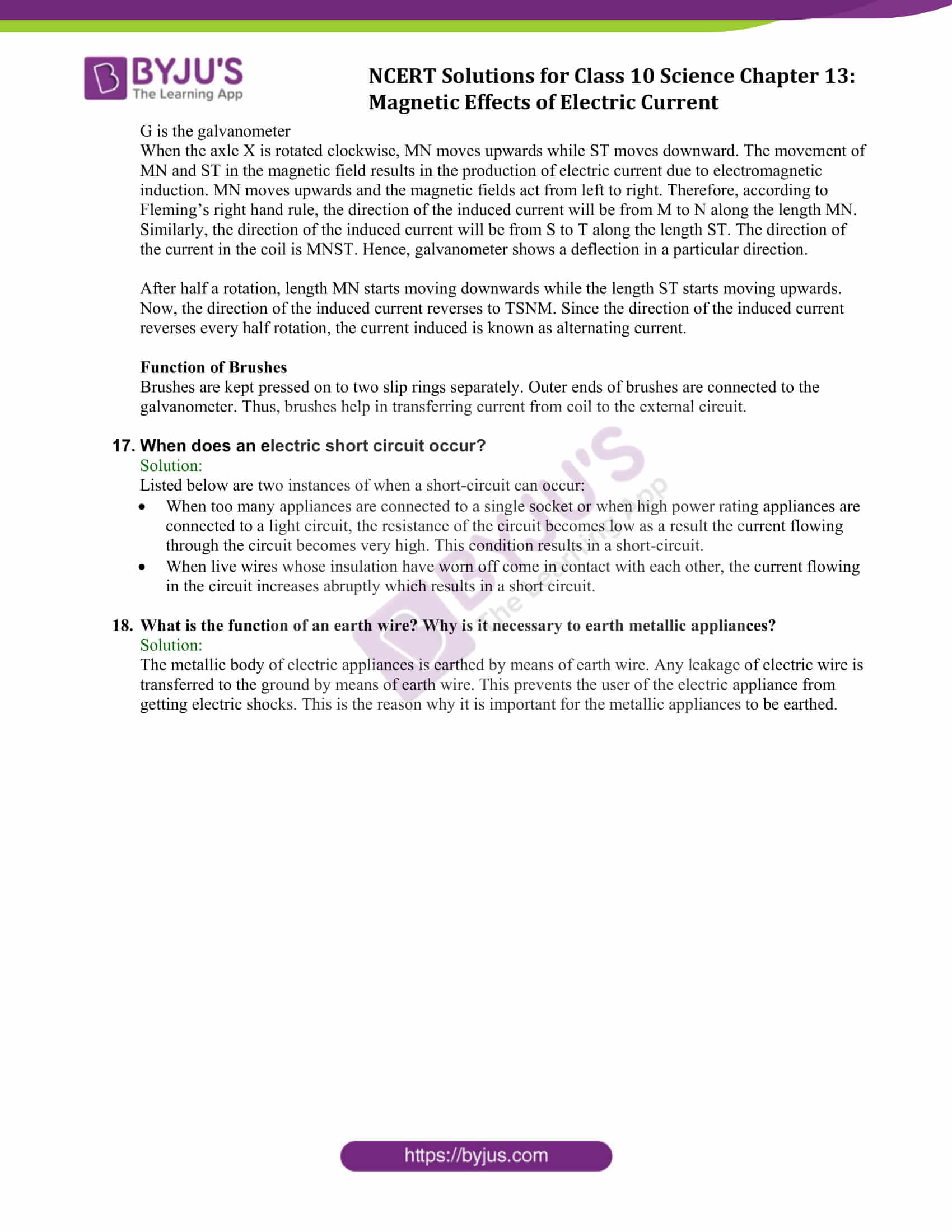 NCERT Solutions Class 10 Science Chapter 13 Magnetic Effects of ...