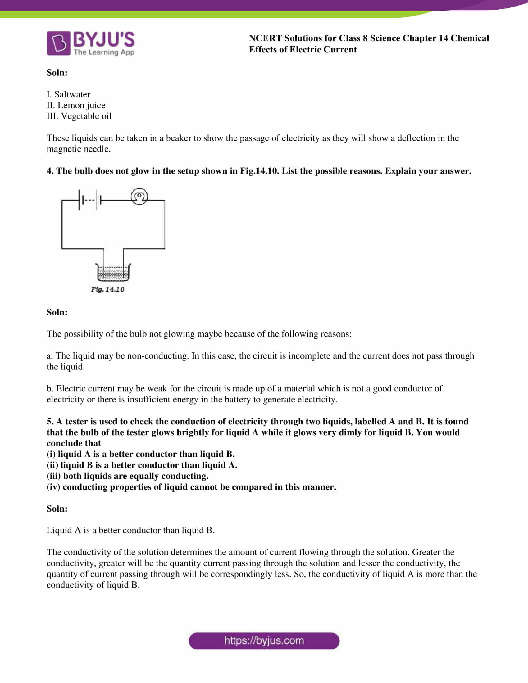 NCERT Solutions Class 8 Science Chapter 14 Chemical Effects Of Electric NCERT Solutions Class 8 Science Chapter 14 Chemical Effects Of Electric