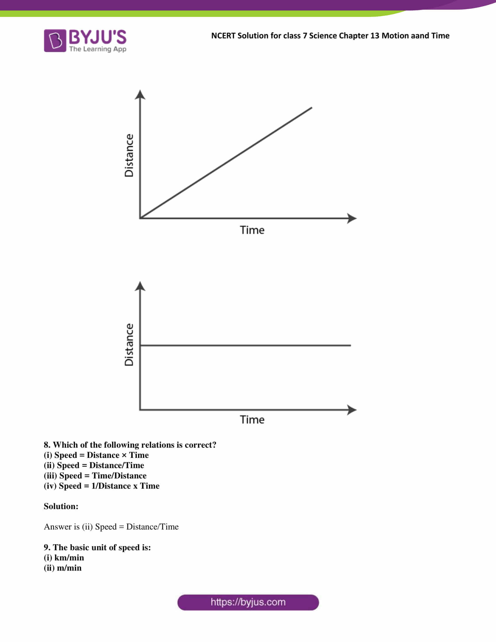 NCERT Solutions Class 7 Science Chapter 13 Motion and Time : - Free PDF ...