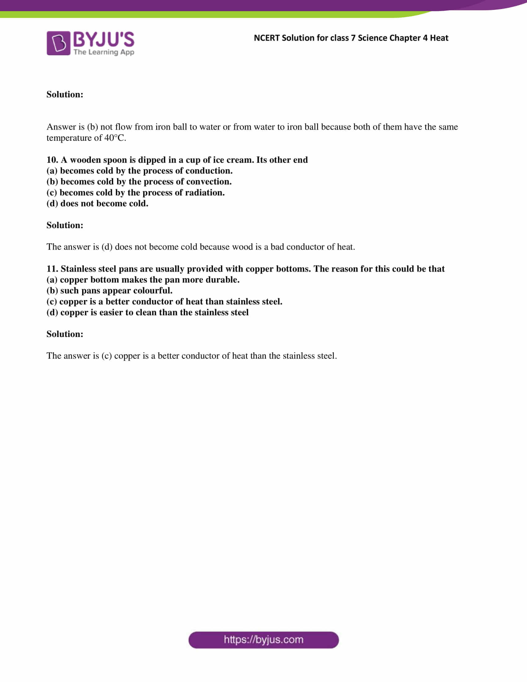 NCERT Solutions for Class 7 Science Chapter 4 Heat