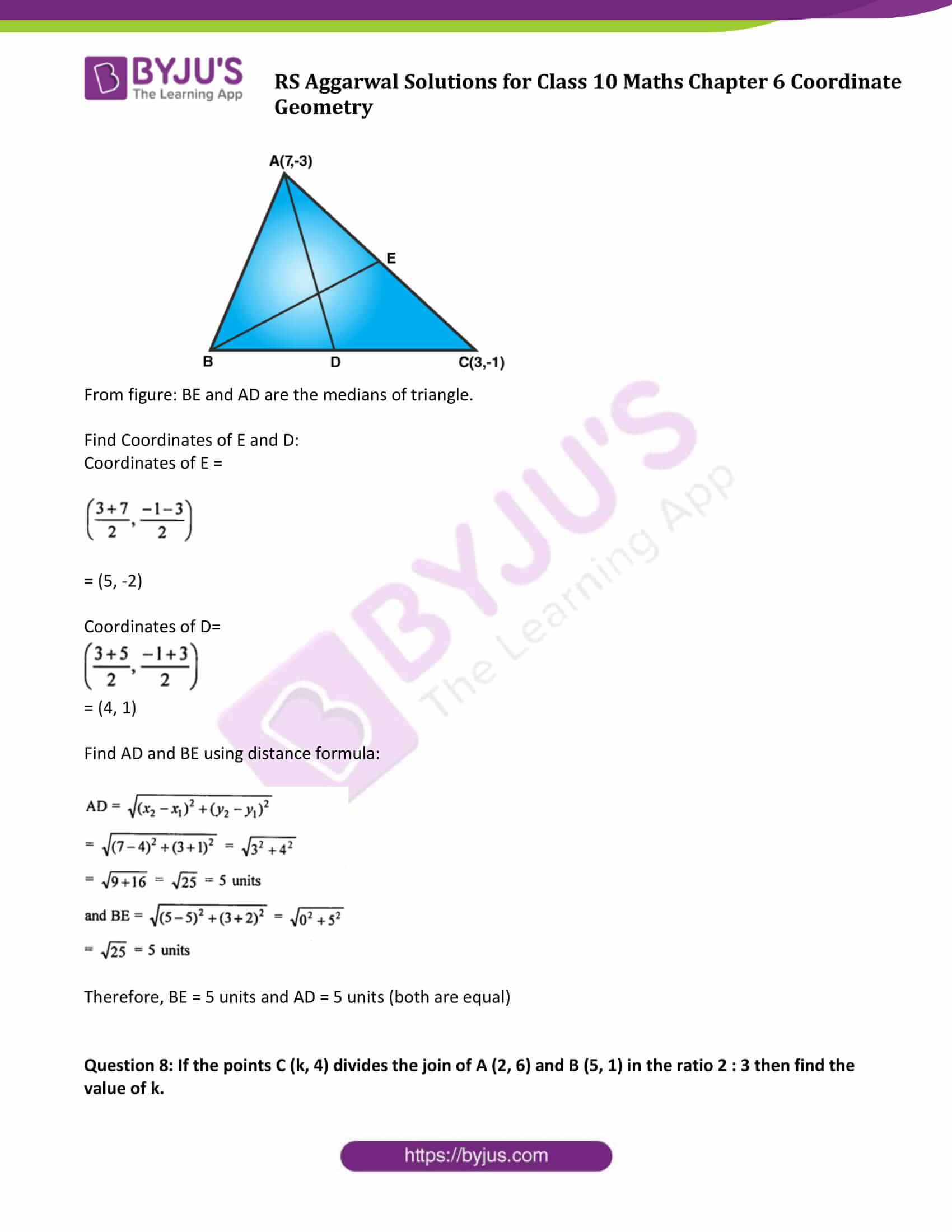 RS Aggarwal Solutions For Class 10 Chapter 6 Coordinate Geometry