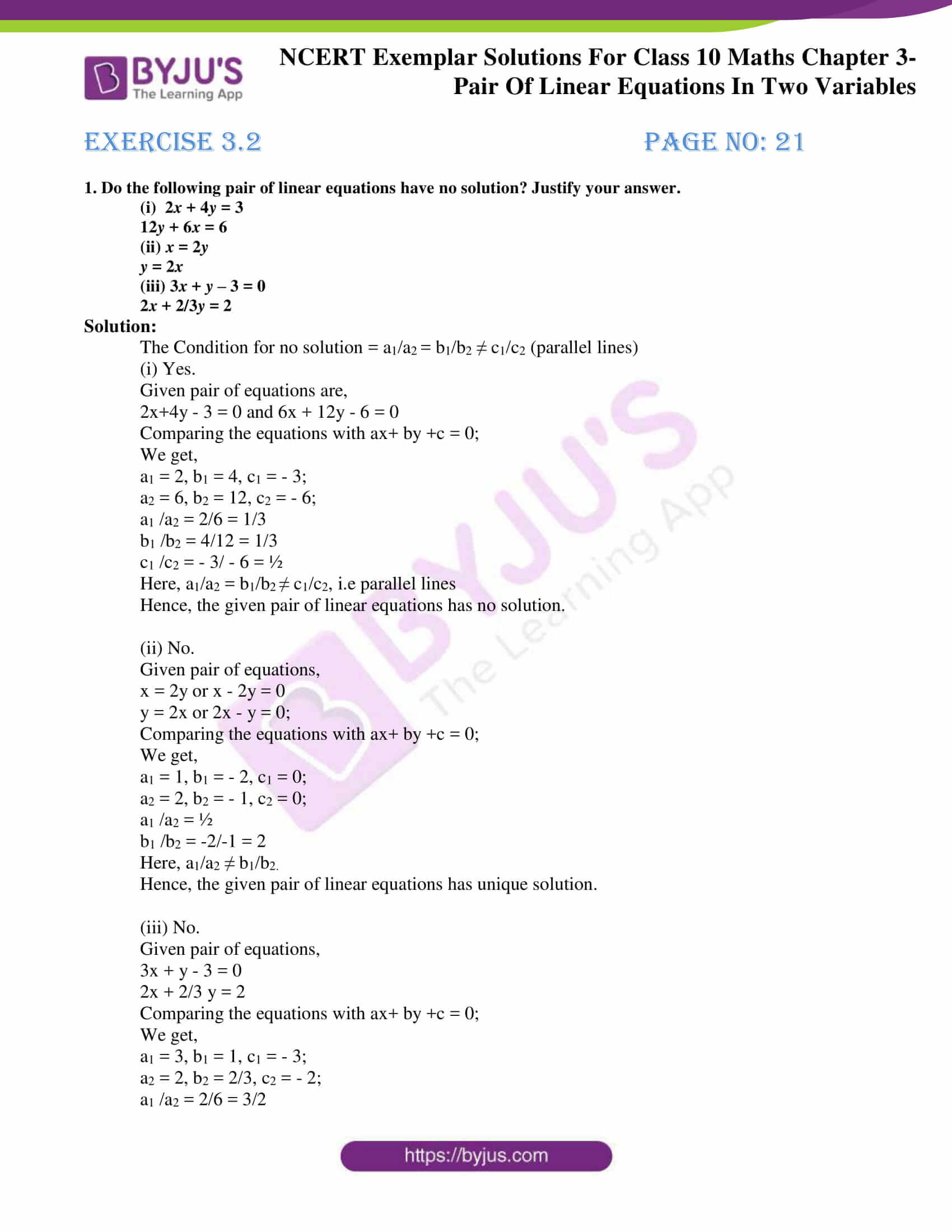 NCERT Exemplar Class 10 Maths Solutions Chapter 3