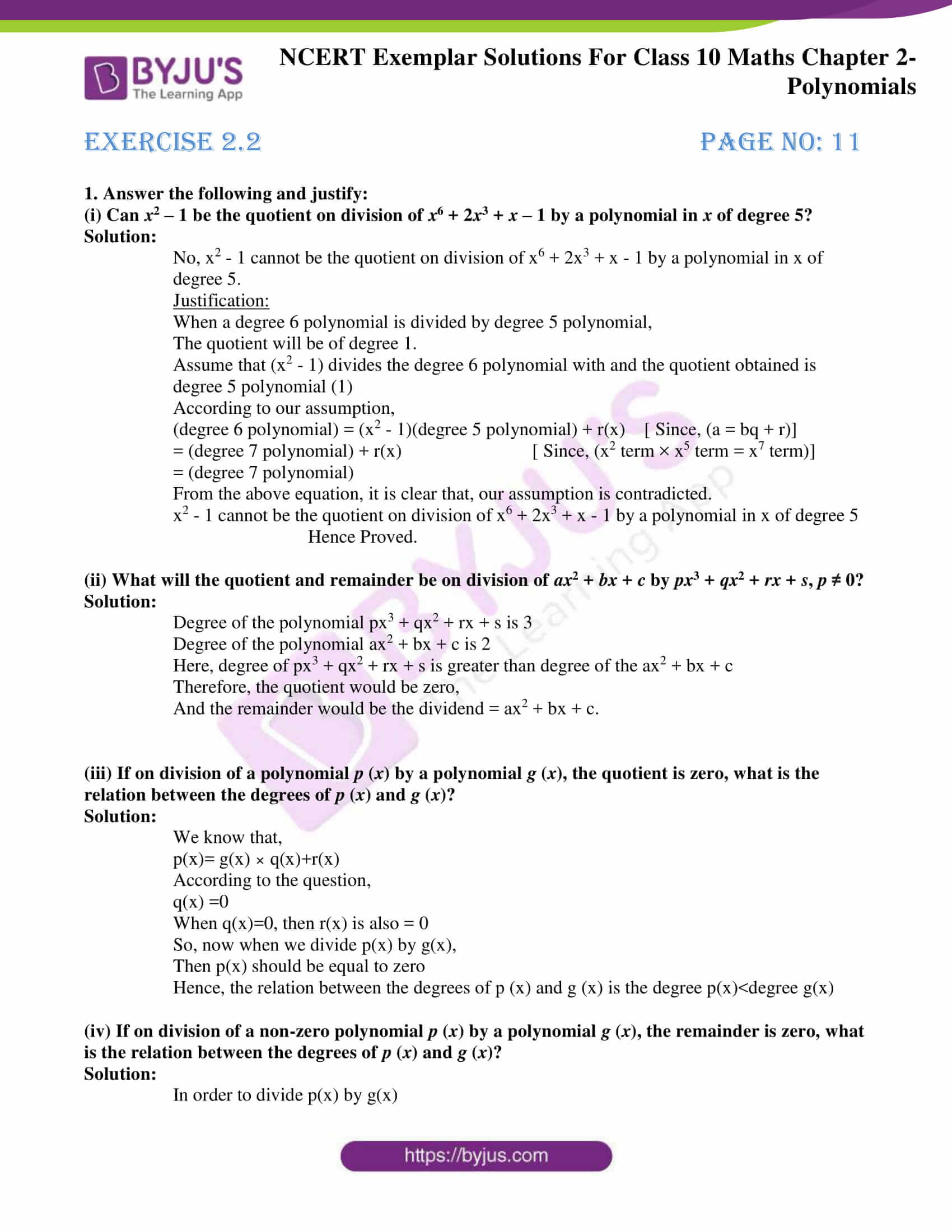 NCERT Exemplar Class 10 Maths Solutions Chapter 2 Free PDF NCERT Exemplar Class 10 Maths Solutions Chapter 2 Free PDF