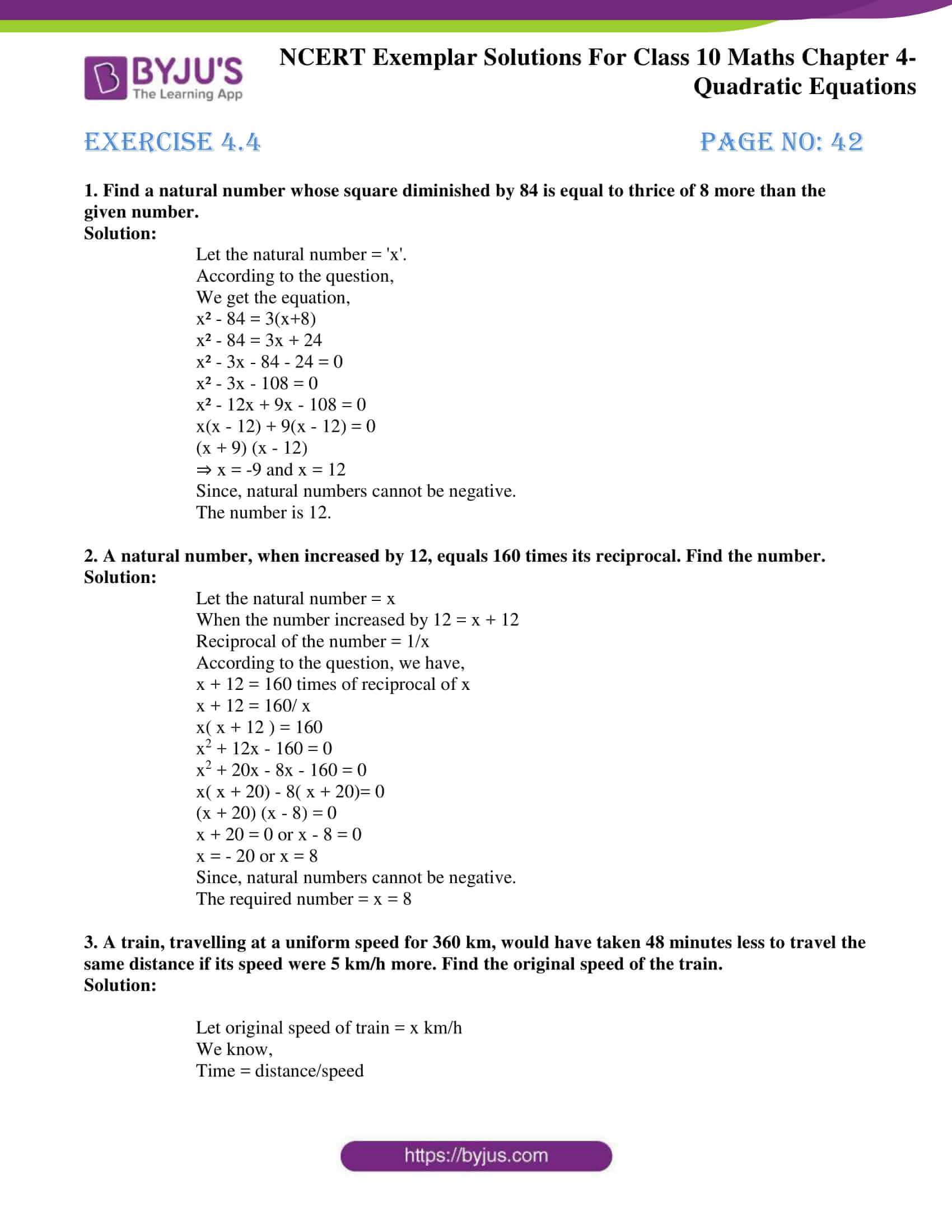 NCERT Exemplar Class 10 Maths Solutions Chapter 4 Download Free PDF 