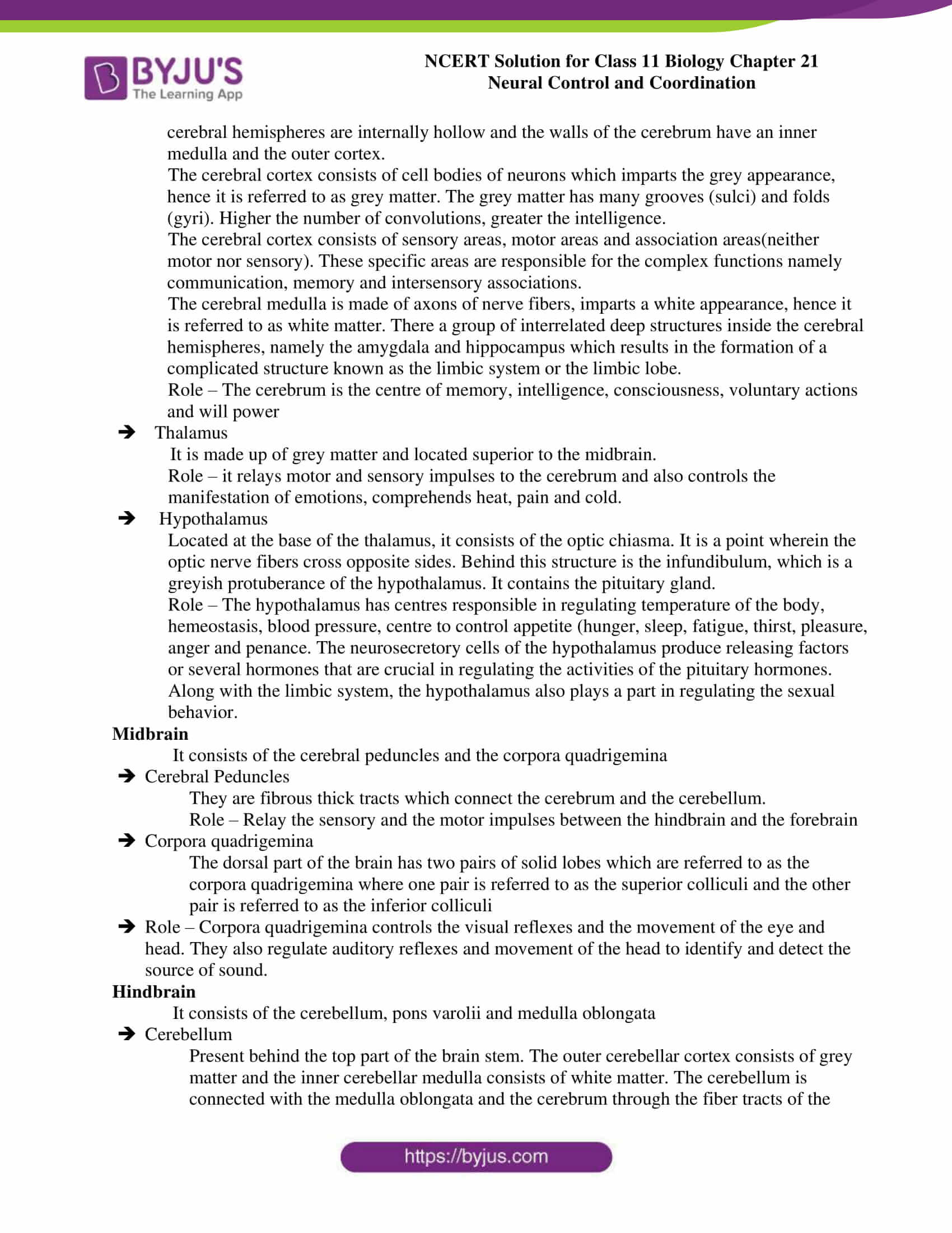 NCERT Solutions Class 11 Biology Chapter 21 Neural Control and ...