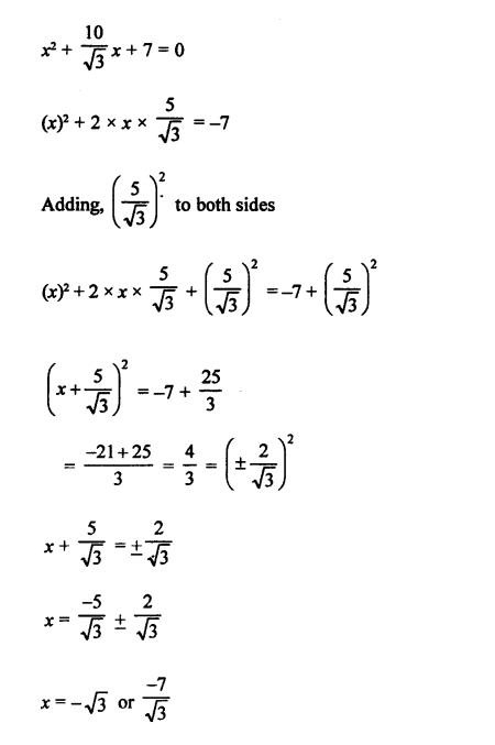 RS Aggarwal Solutions for Class 10 chapter 4 Quadratic Equations ...