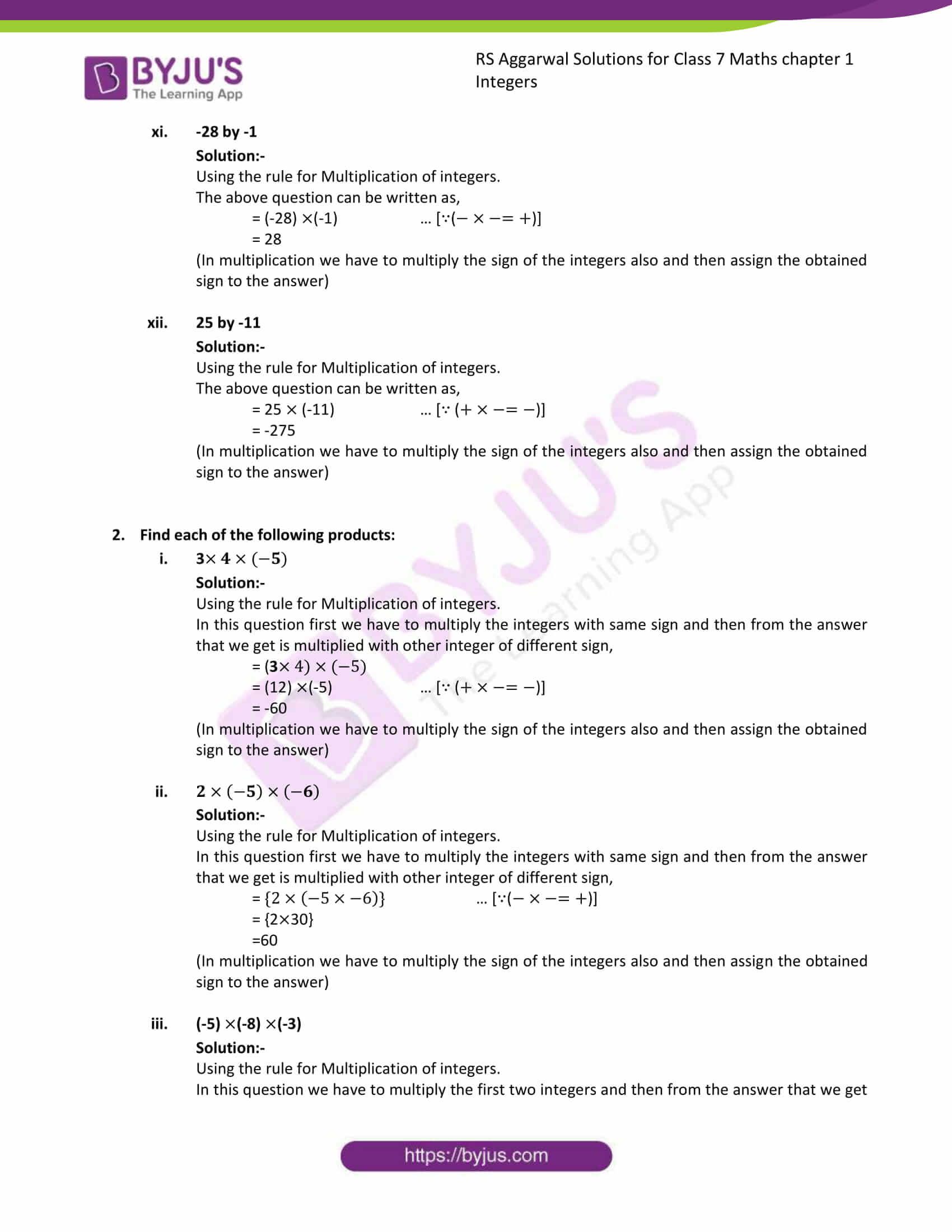 Byjus Class 7 Maths Chapter 1 Journal