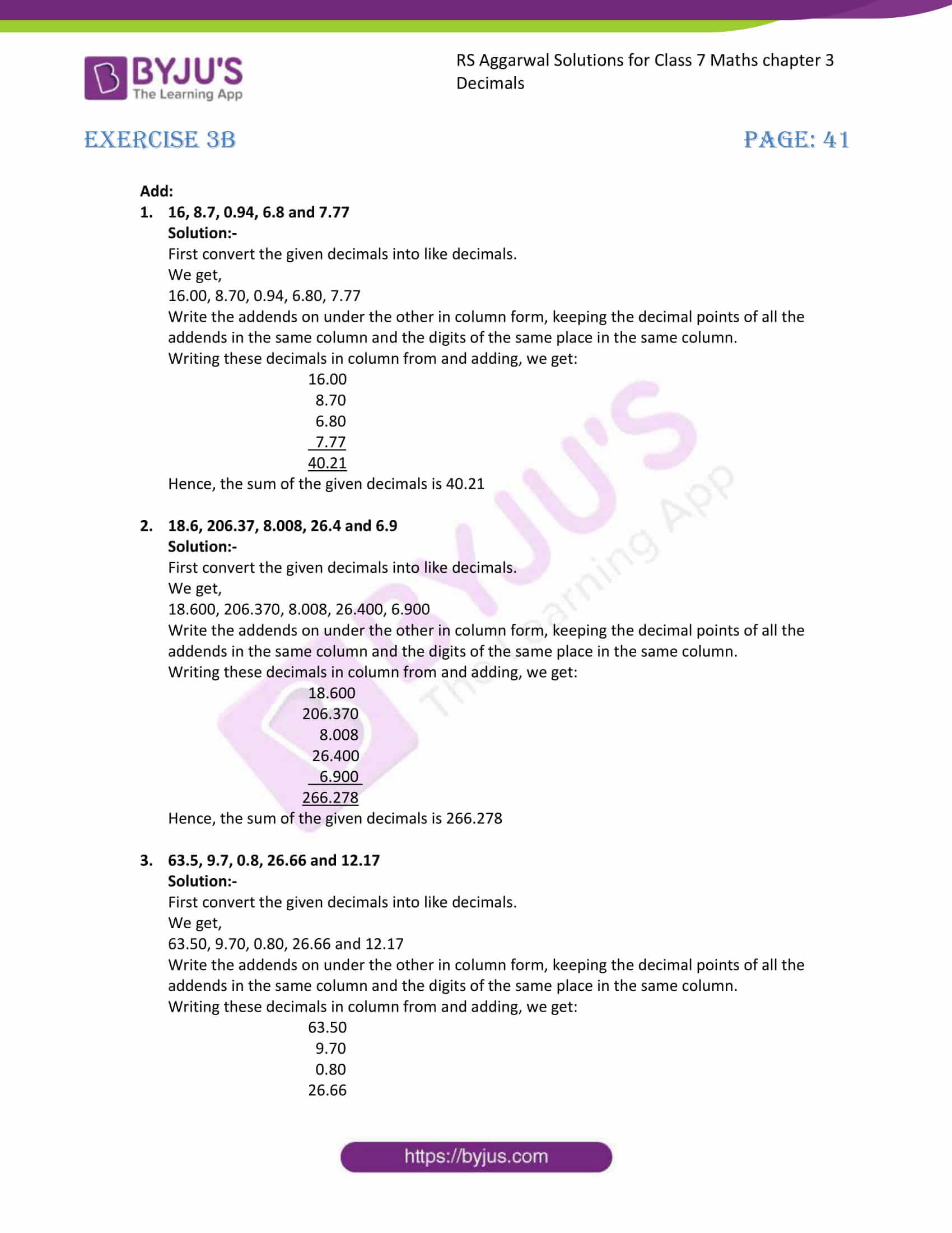 RS Aggarwal Solutions For Class 7 Maths Exercise 3B Chapter 3 Decimals RS Aggarwal Solutions For Class 7 Maths Exercise 3B Chapter 3 Decimals