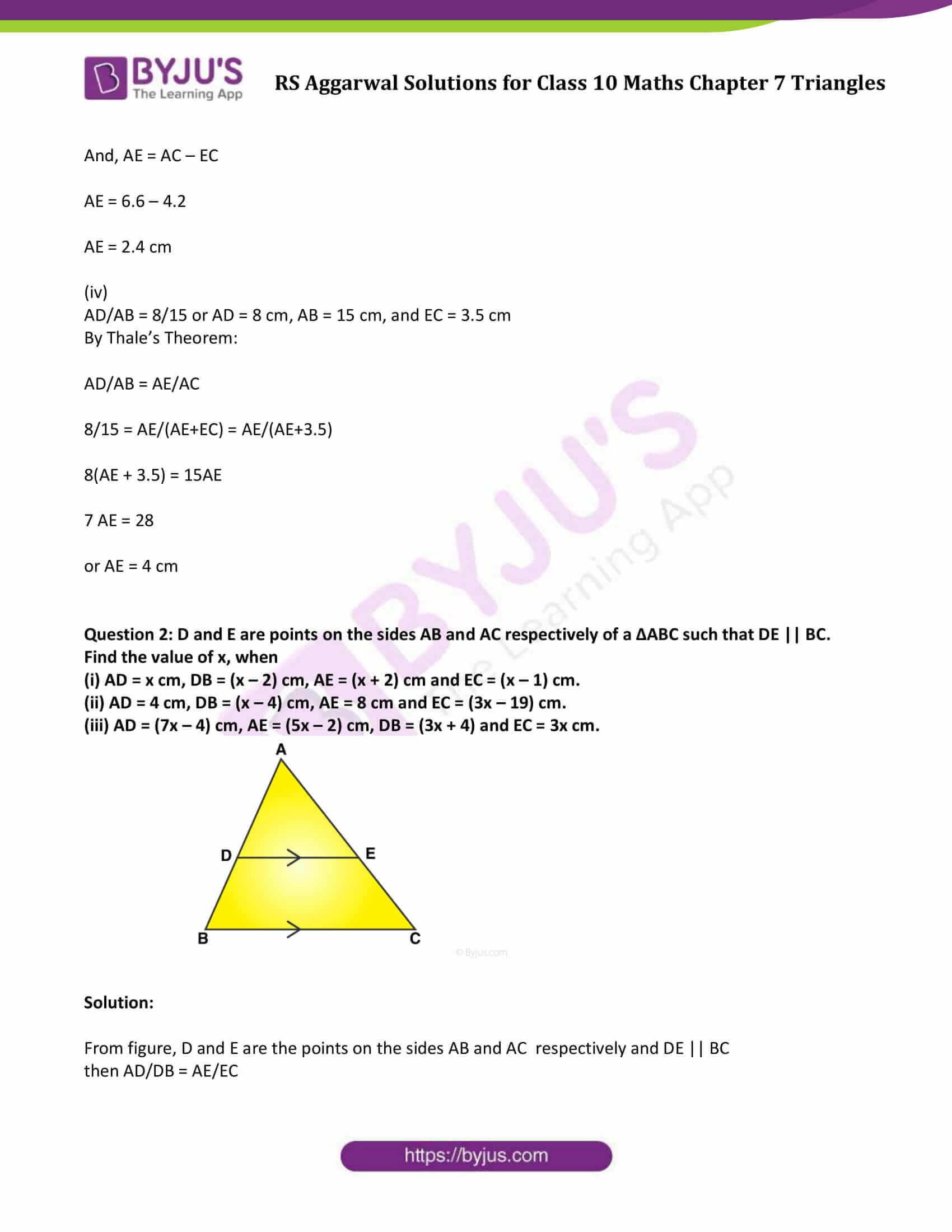 RS Aggarwal Class 10 Triangles Solutions Chapter 7 Ex 7A RS Aggarwal Class 10 Triangles Solutions Chapter 7 Ex 7A