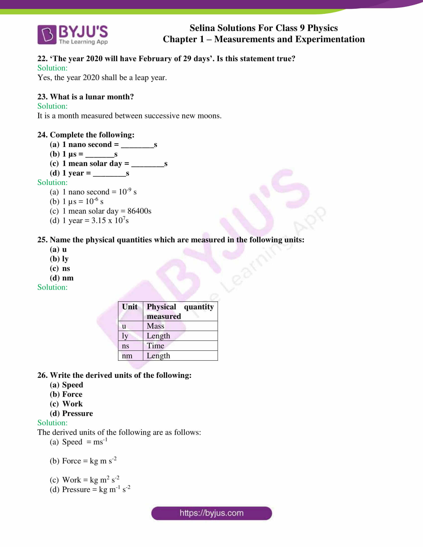 Selina Solutions Class 9 Concise Physics Chapter 1 Measurements And Selina Solutions Class 9 Concise Physics Chapter 1 Measurements And