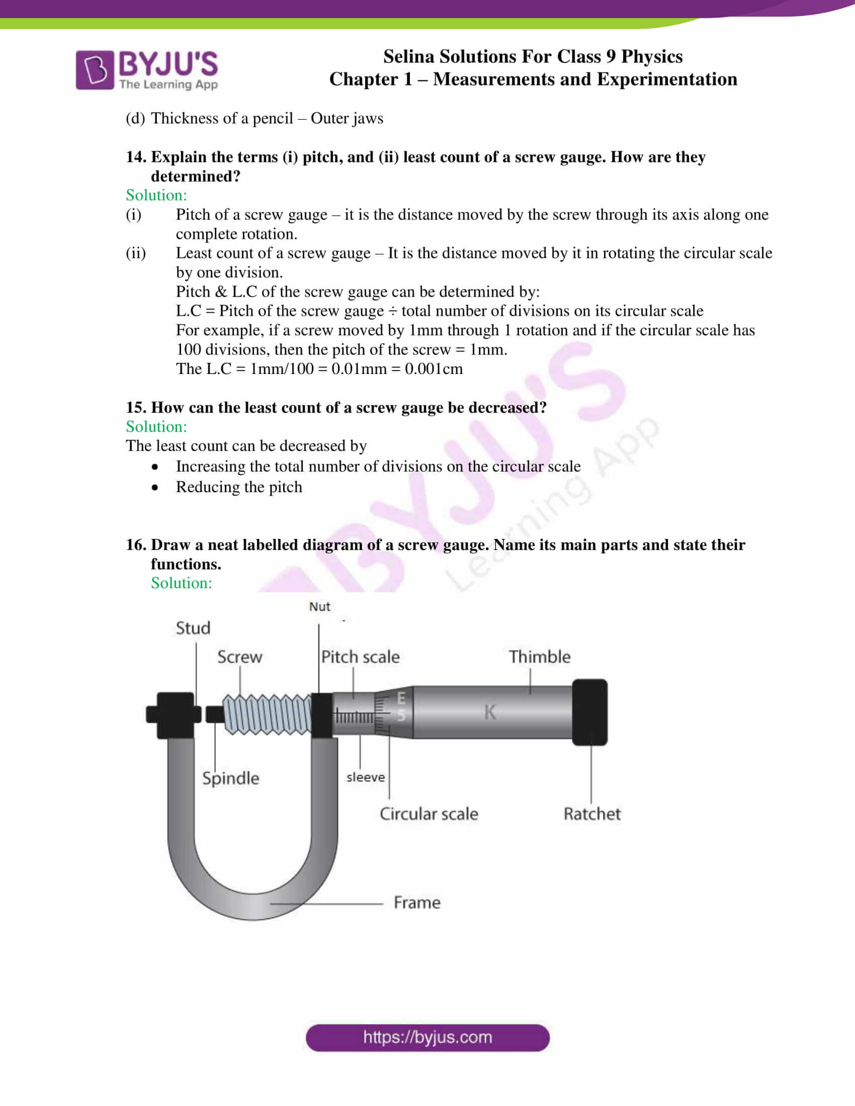 Selina Solutions Class 9 Concise Physics Chapter 1 Measurements And