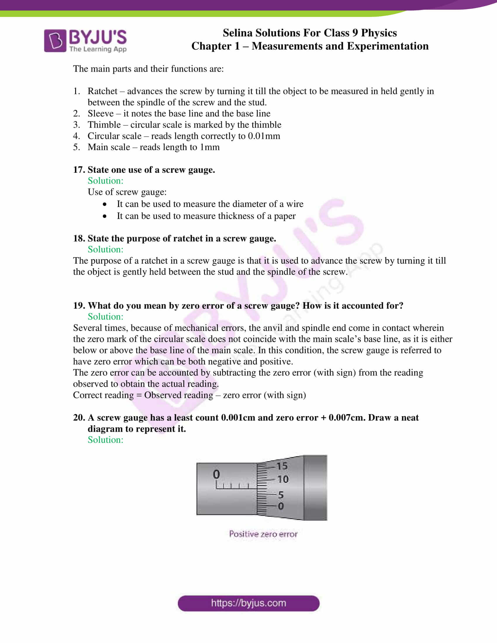 Selina Solutions Class 9 Concise Physics Chapter 1 Measurements And