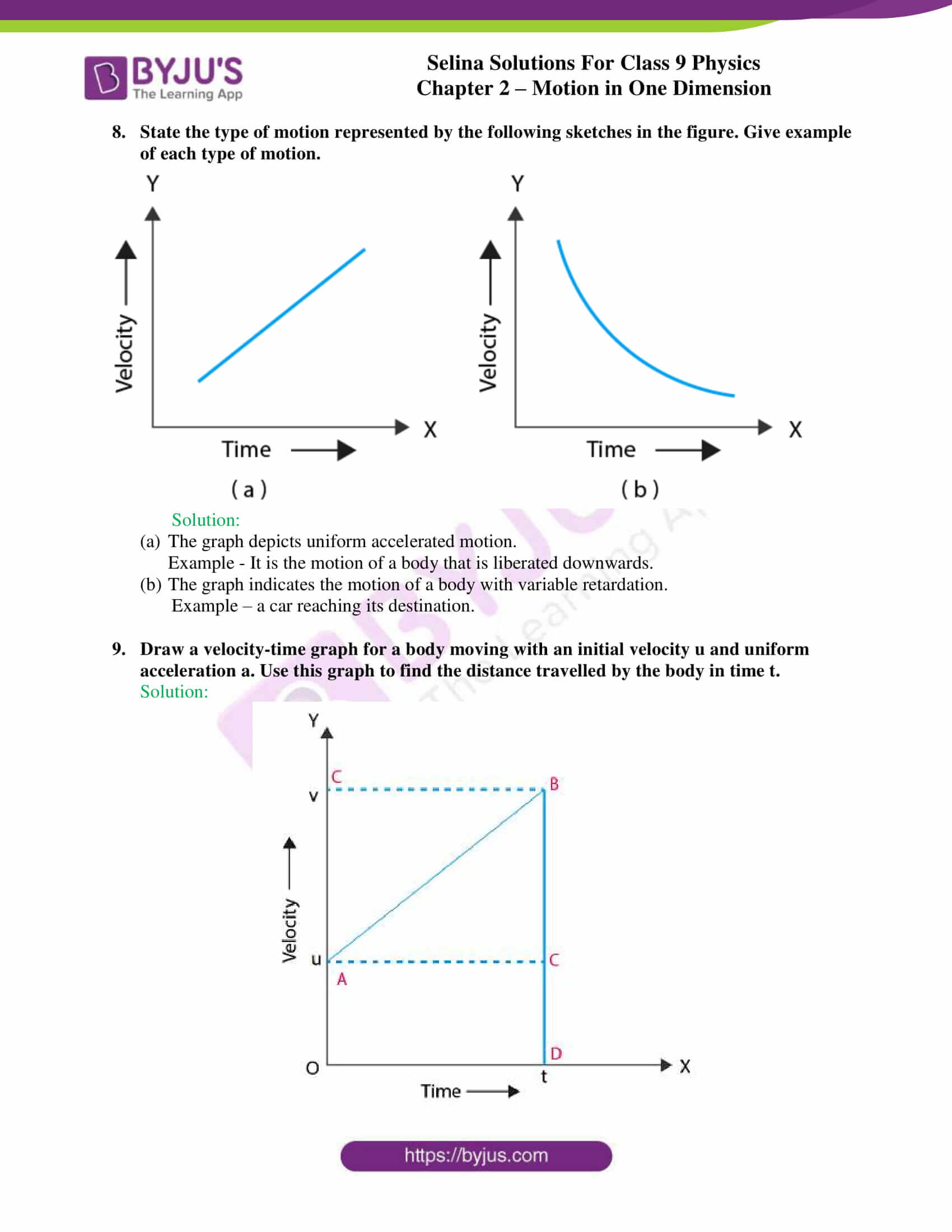 Selina Solutions Class 9 Concise Physics Chapter 2 Motion In One Selina Solutions Class 9 Concise Physics Chapter 2 Motion In One