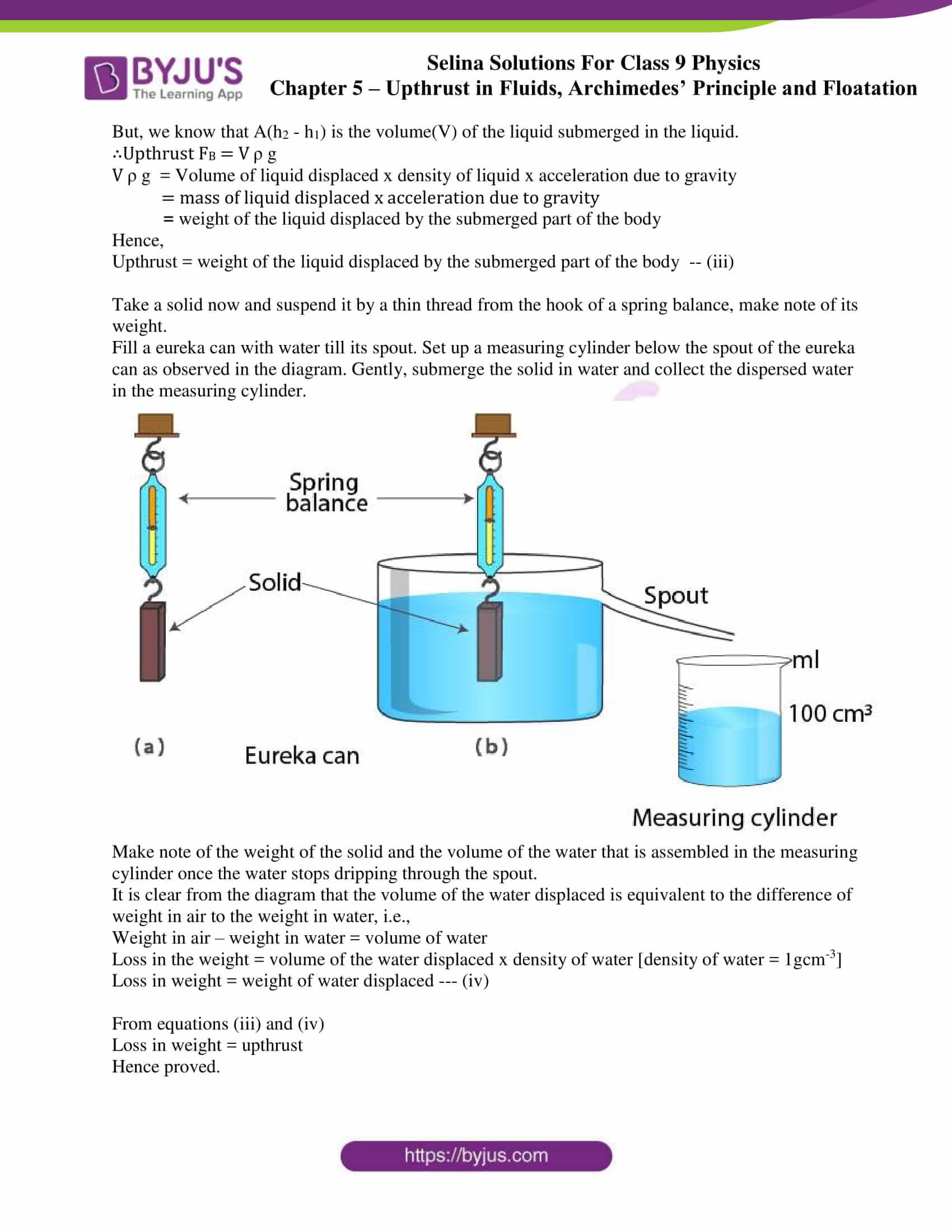 Selina Solutions Class 9 Concise Physics Chapter 5 Upthrust In Fluids Selina Solutions Class 9 Concise Physics Chapter 5 Upthrust In Fluids