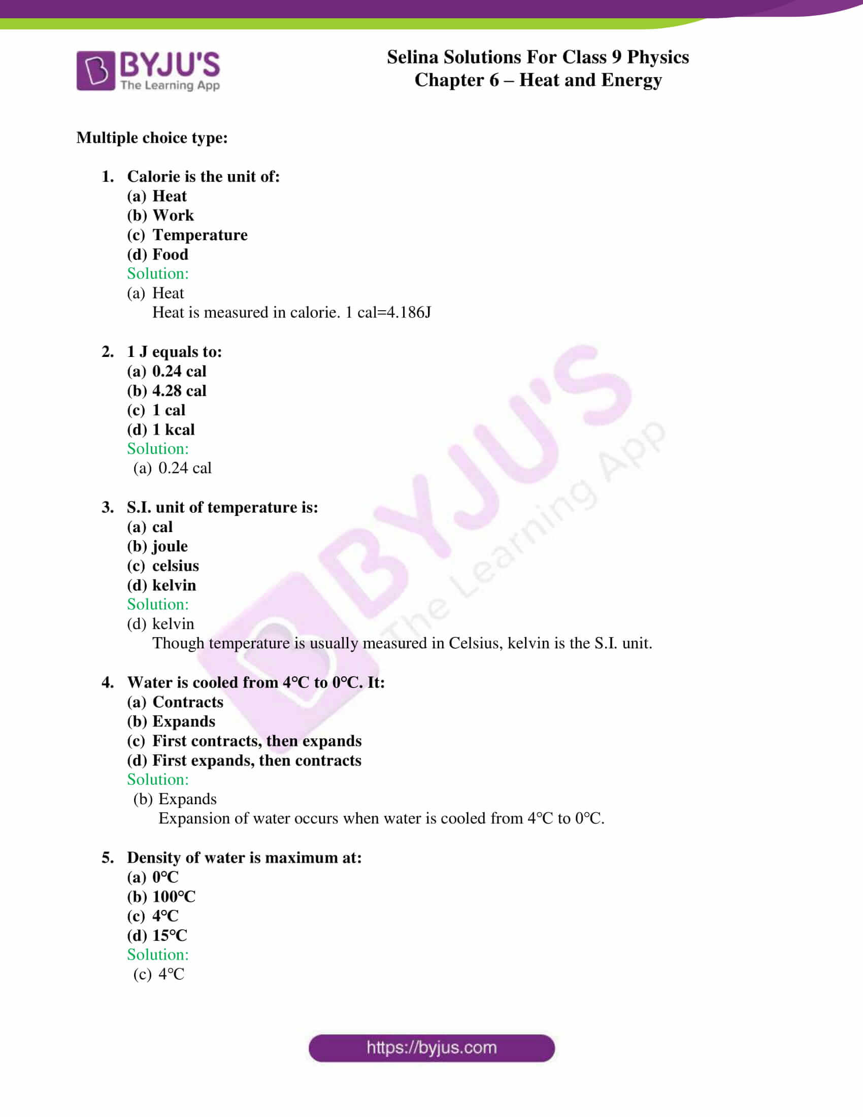 Selina Solutions Class 9 Concise Physics Chapter 6 Heat And Energy Selina Solutions Class 9 Concise Physics Chapter 6 Heat And Energy